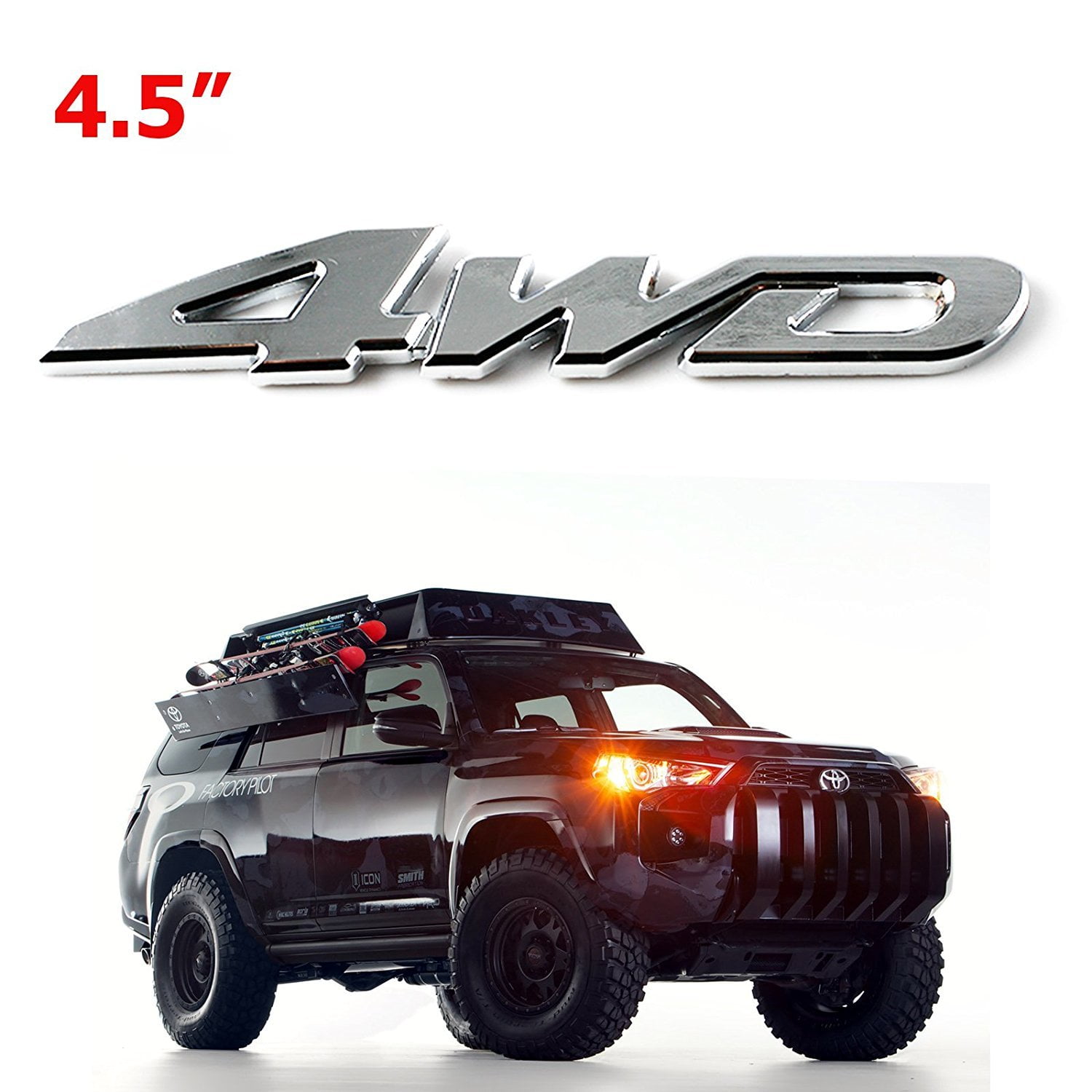Xotic Tech One Piece 4WD Car Chrome Sticker Badge Emblem For All Wheel ...