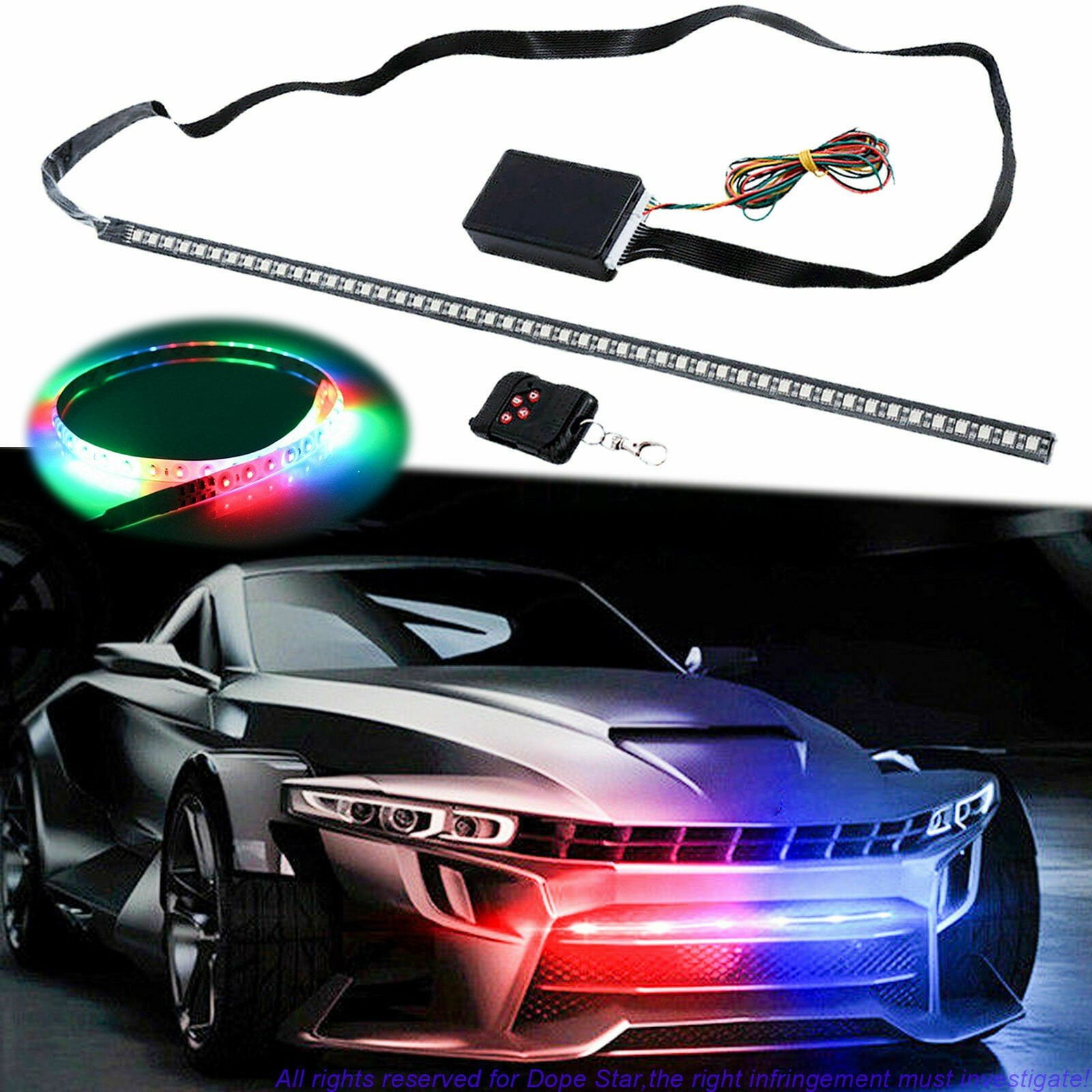 Xotic Tech RGB Knight Rider LED Scanner Light Strip, 21'' 48-SMD ...
