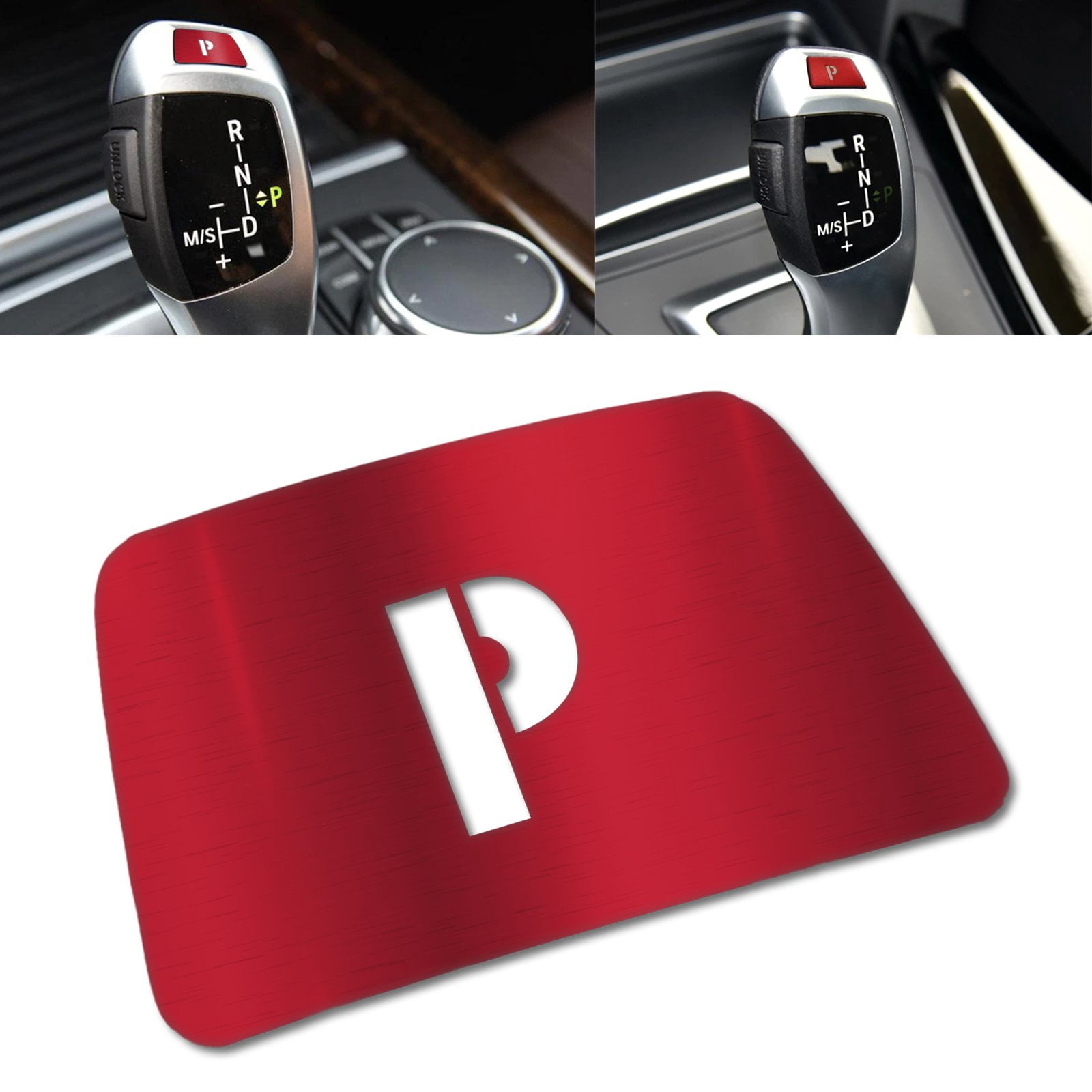 Xotic Tech Red Gear Shift Knob Lever P Parking Shift Button Cover Frame ...
