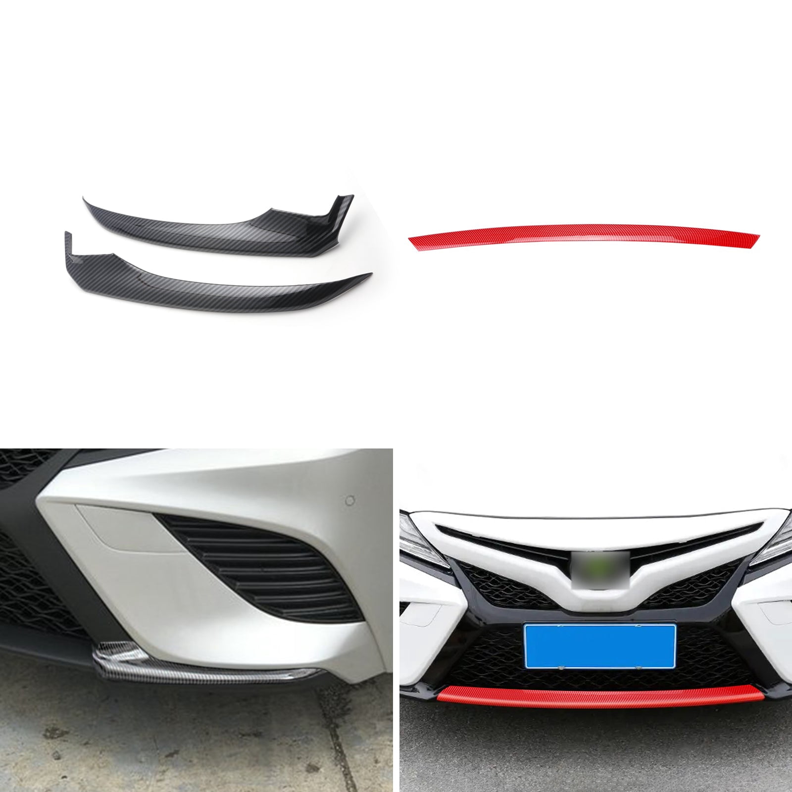 Xotic Tech Set Black Carbon Fiber Style Exterior Front Bumper Lip ...