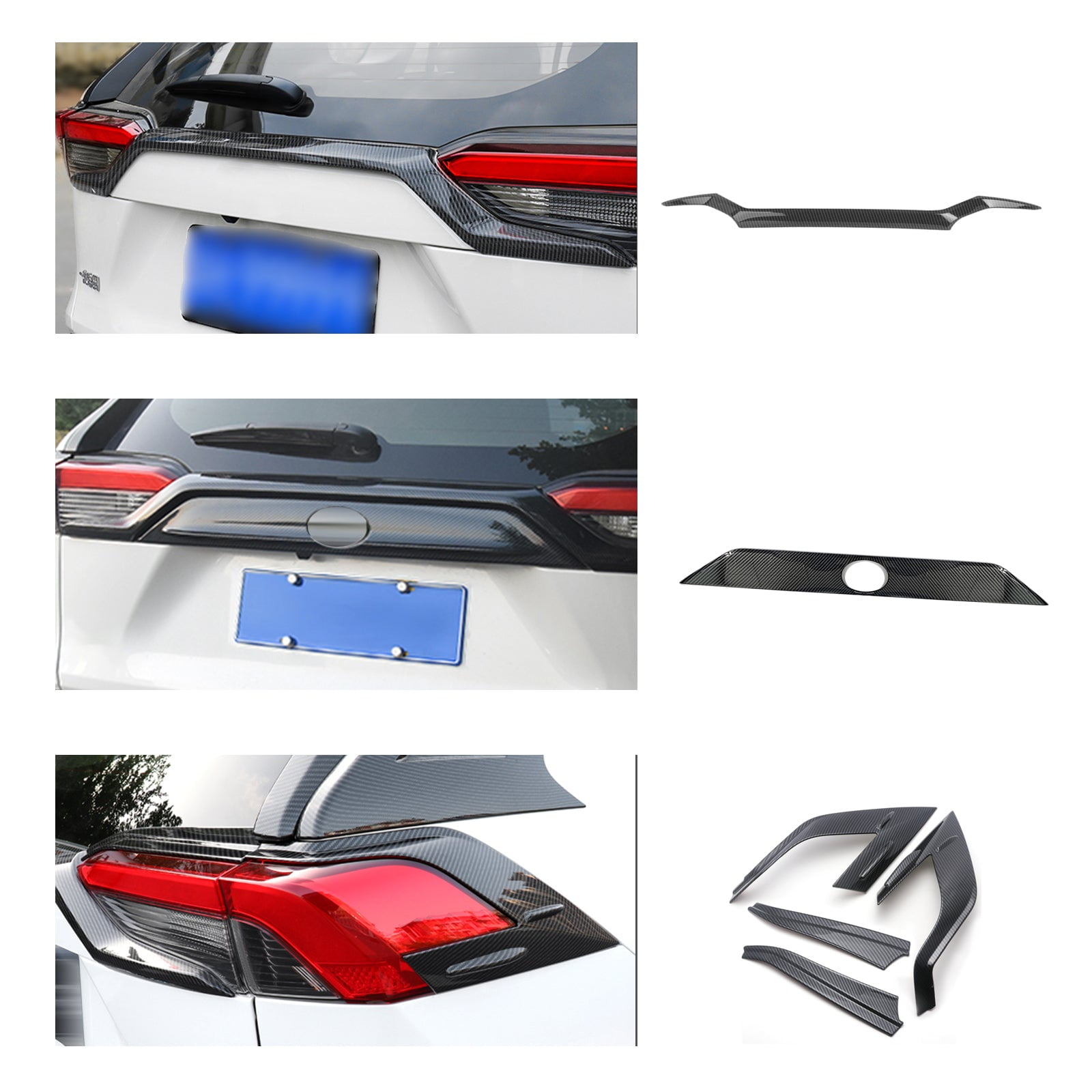 Xotic Tech Set Carbon Fiber Style Exterior Rear Tail Light Trunk Upper ...