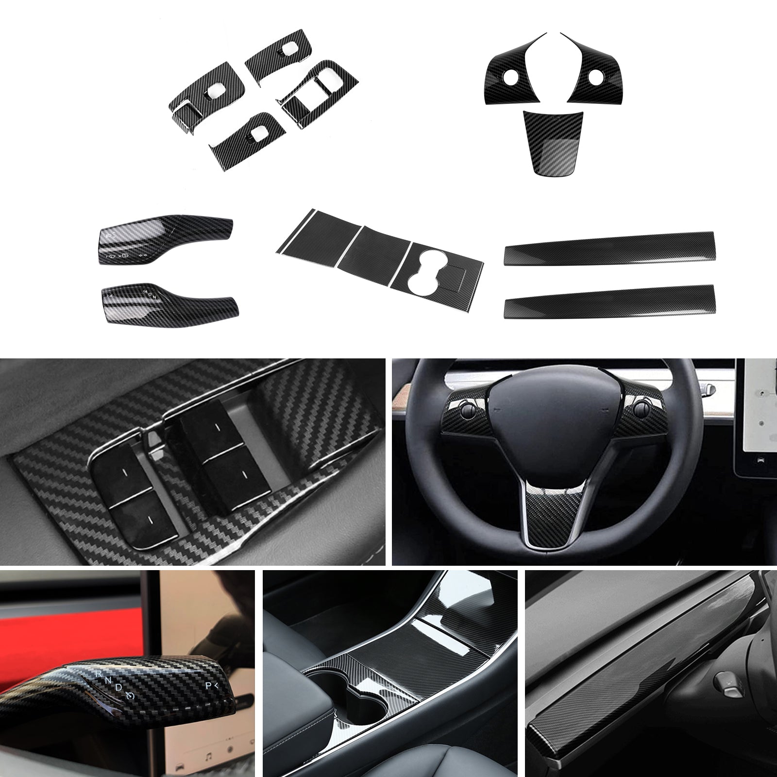 Xotic Tech Set Carbon Fiber Style Interior Center Console Wrap Stripe ...