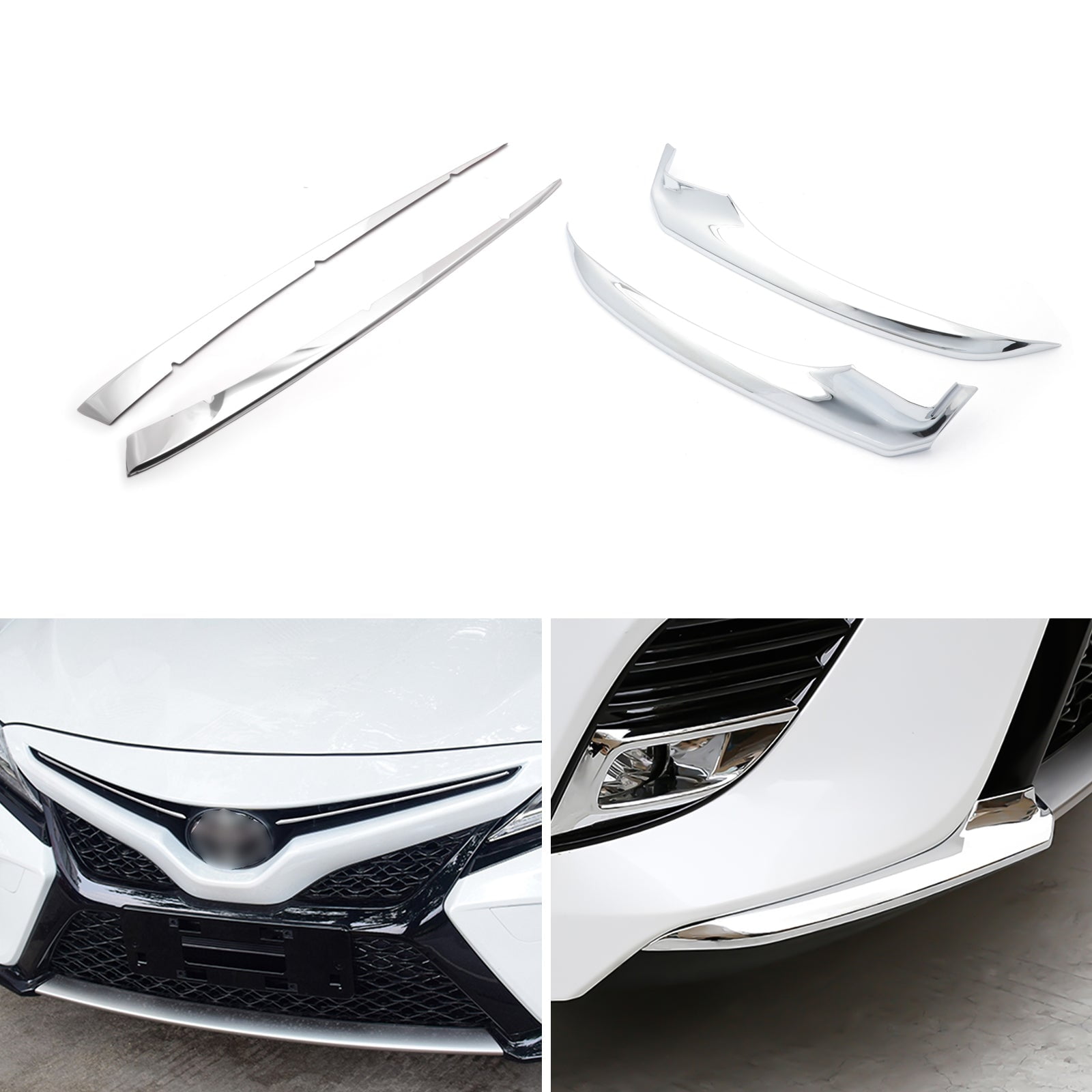 Xotic Tech Set Chrome Exterior Front Bumper Lip Corner + Front Grille ...
