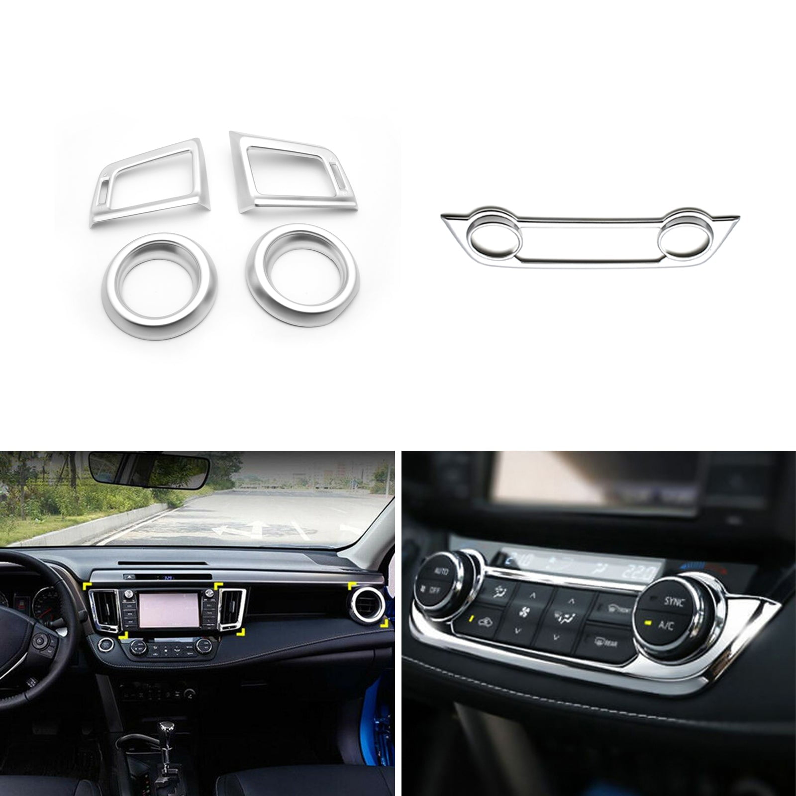 Xotic Tech Set Matte Silver Interior Dashboard Air Vent Outlet AC ...