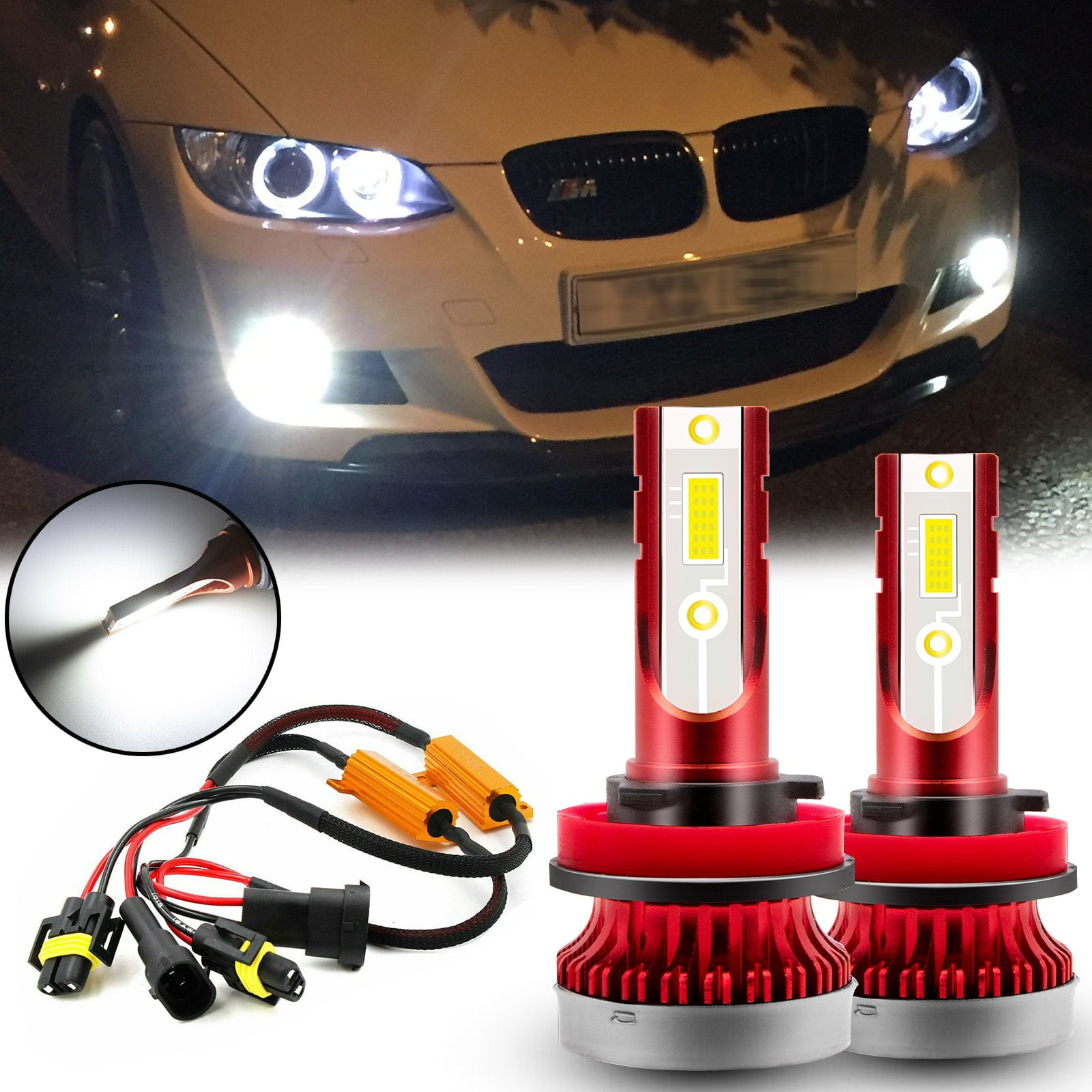 Xotic Tech Super Bright 100W LED Fog Light Bulbs + Decoder for BMW F10 ...