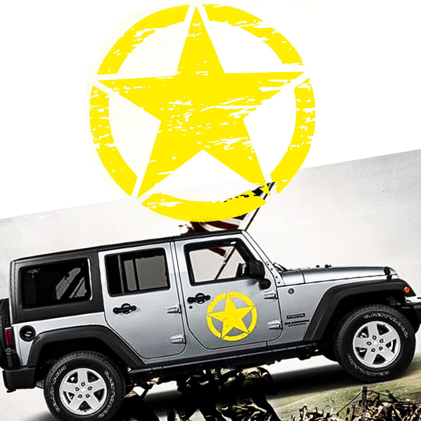 Xotic Tech Yellow Military Series Army Star Sticker Vinyl Graphic Decal ...