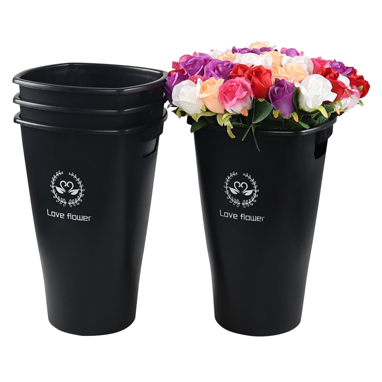 Xowine 16 Inch Plastic Tall Floral Buckets for Cut Flowers, Set of 4 ...