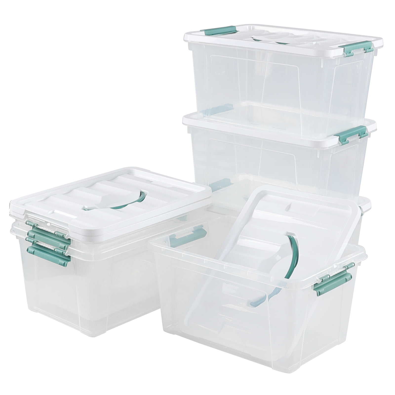 Xowine 6 Pack 14 L Clear Storage Latch Box, Plastic Storage Bins with ...