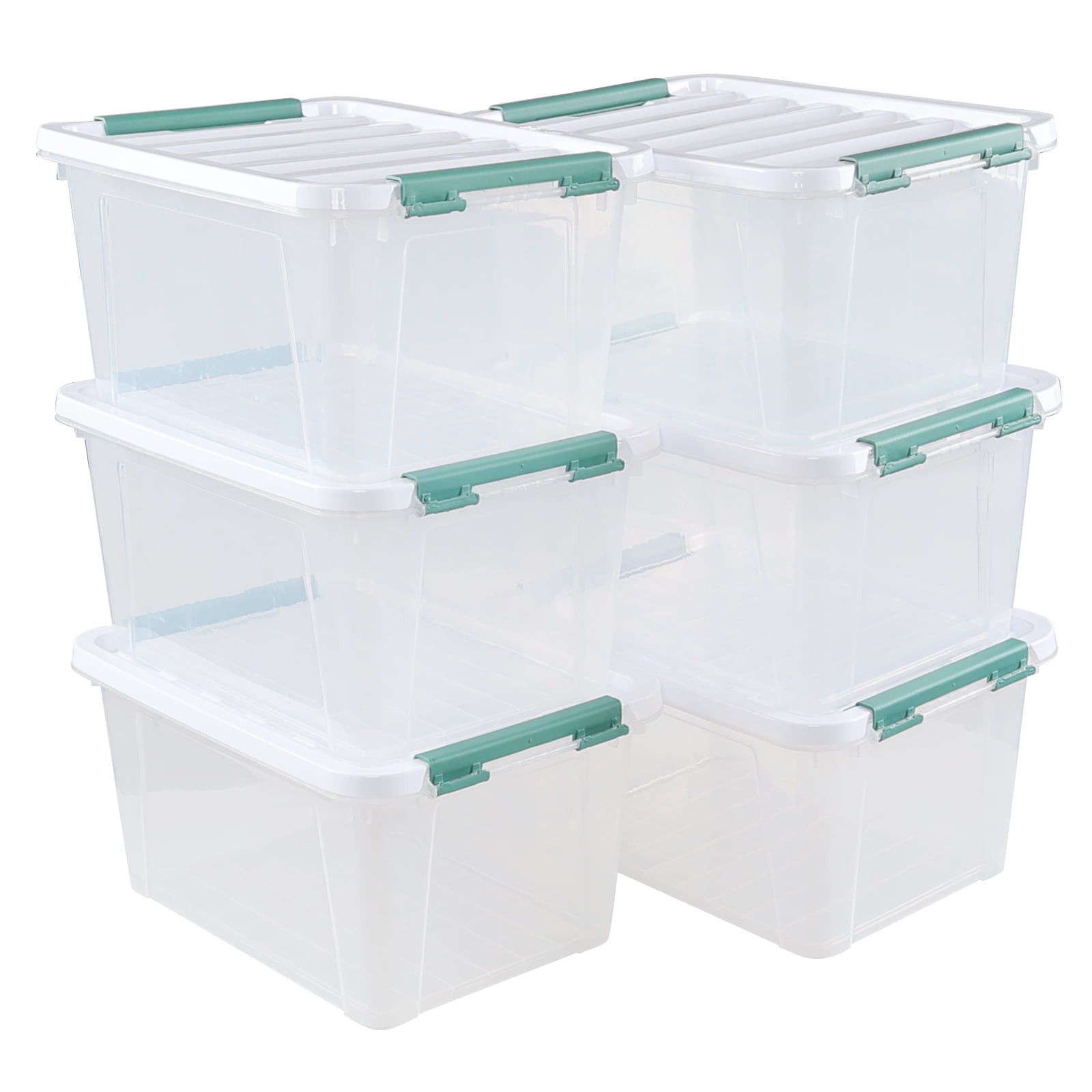 Xowine 6 Pack 20 L Clear Storage Latch Box, Plastic Storage Bins with ...