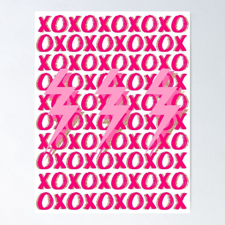 Xoxo Lightning Bolts - Pink And Gold Poster, UNFRAMED-8x12 - Walmart.com