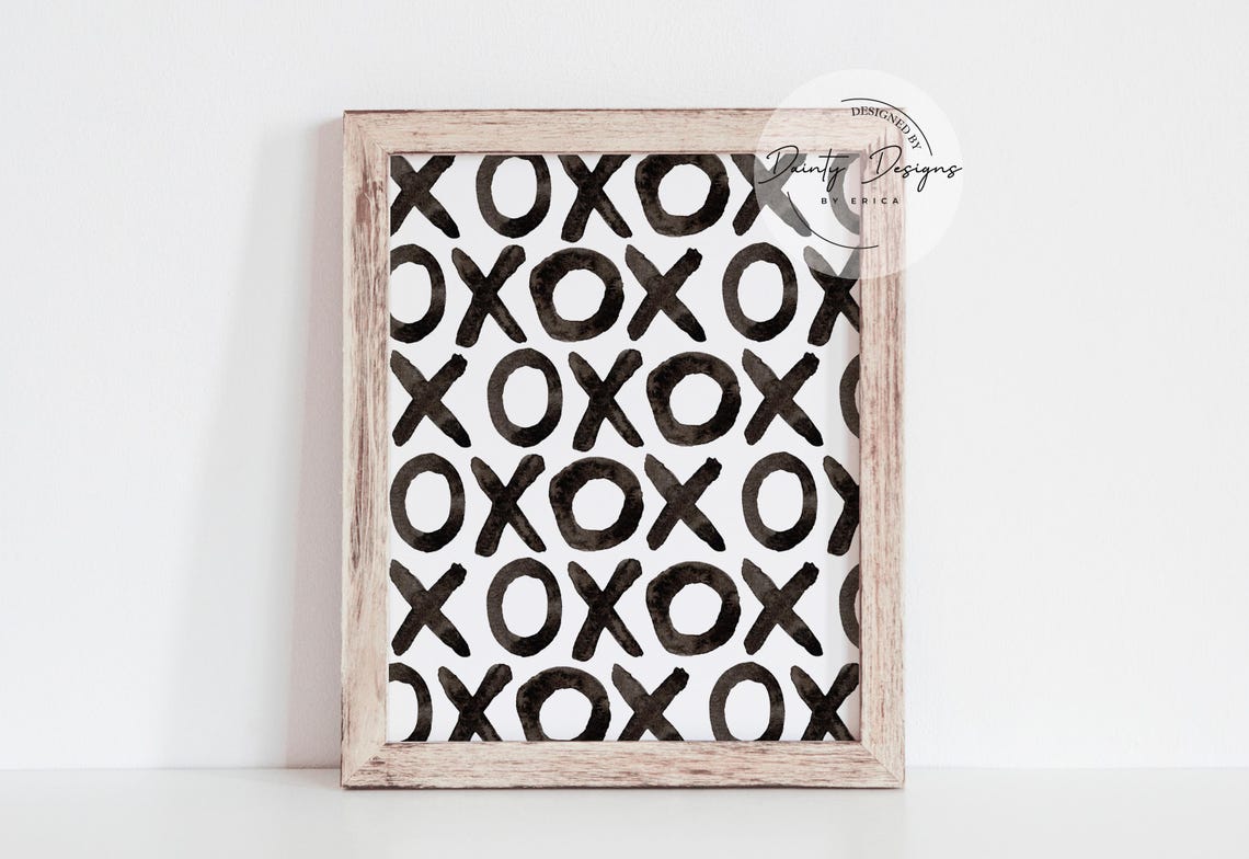 Xoxo Poster, Black And White Hugs & Kisses Wall Art, 24x36 UNFRAMED ...