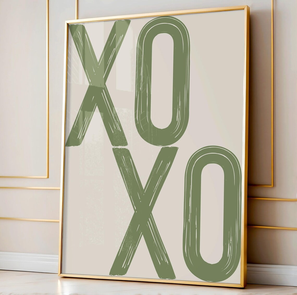 Xoxo Print, Sage Green Trendy Retro Print, College Dorm Decor ...