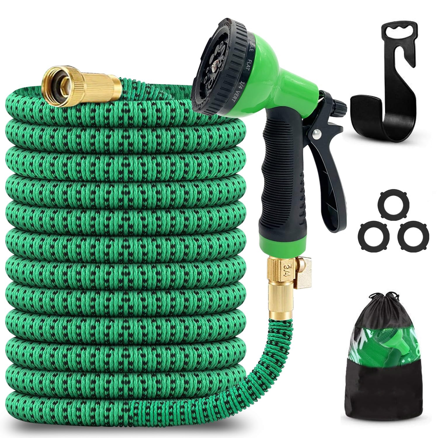XpandaHose 100ft Expandable Garden Hose with Holder - Heavy Duty Superior Strength 3750D - 4 ...