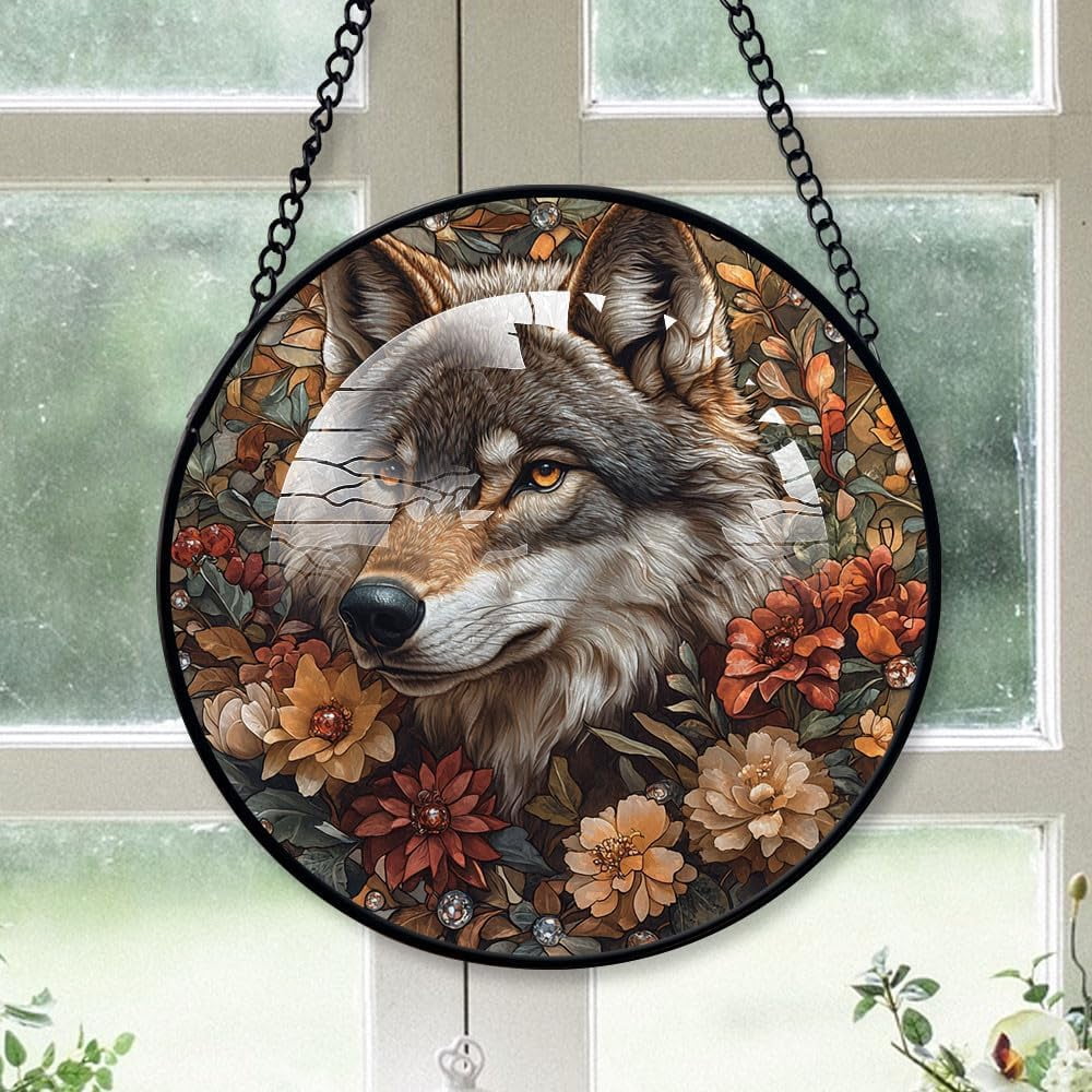 XpcExi Customized Stained Glass Suncatchers & Window Hangings - Wolf ...