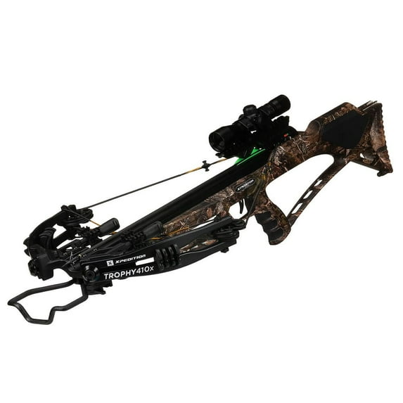 Xpedition Archery Trophy410X Crossbow, 410 FPS, Mossy Oak Country DNA, 4x32 Scope, 6 Carbon ...