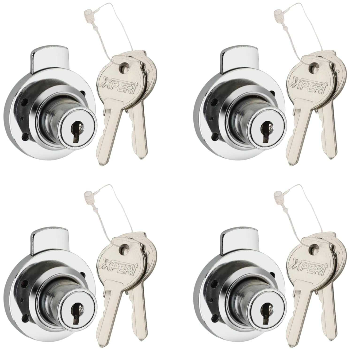Xpert Round Multi Purpose Lock Pack of 4 Works as Drawer Lock with Key ...
