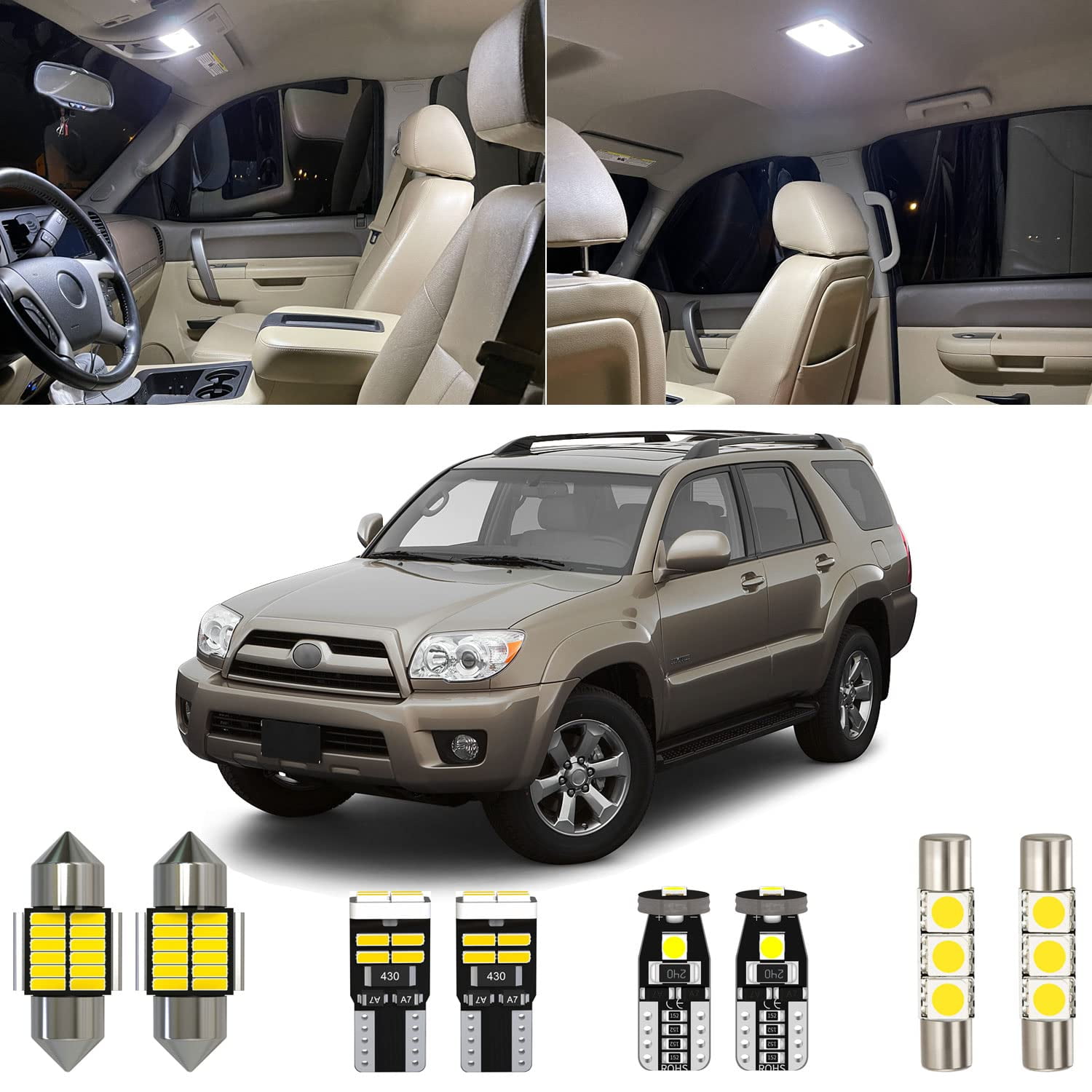 Xpismii 11 Piece 6000K RRF12 White 4Runner LED Interior Light Kit ...