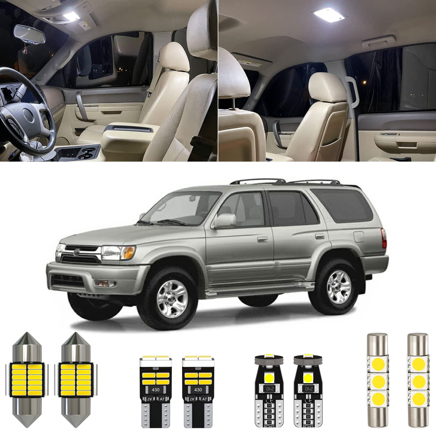 Xpismii 11 Piece 6000K RRF12 White 4Runner LED Interior Light Kit ...
