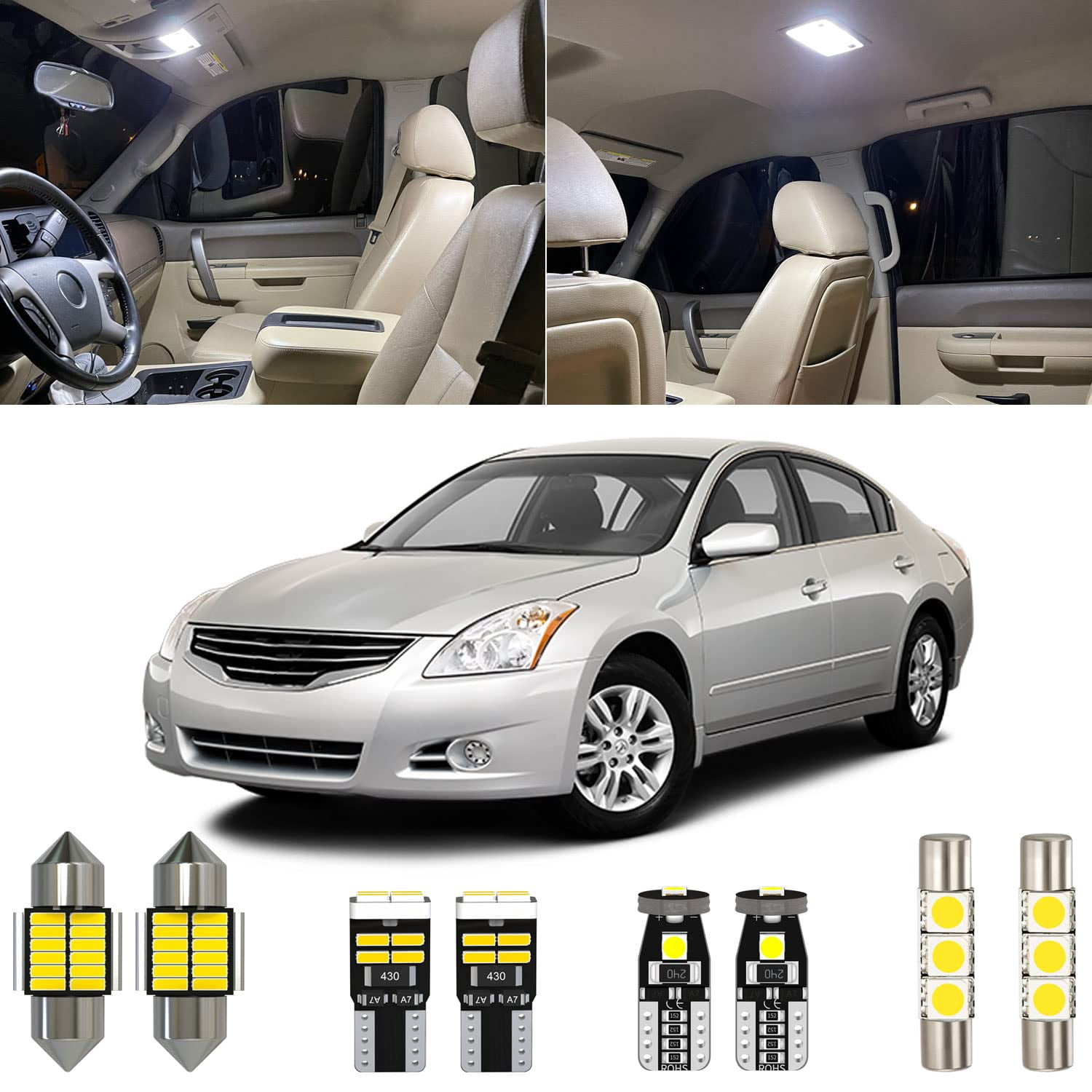 Xpismii 14 Piece 6000K RRF12 White Altima Interior LED Light Kit ...