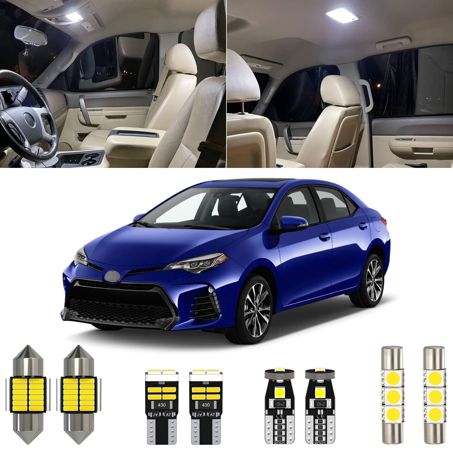 Xpismii 6 Piece 6000K RRF12 White Corolla LED Light Kit Package ...