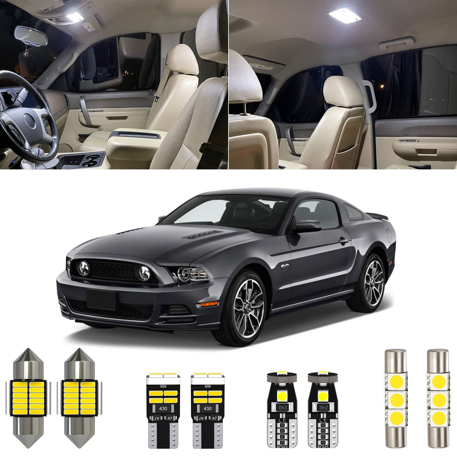 Xpismii 7 Piece 6000K SSF20 White Interior LED Light Kit Package ...