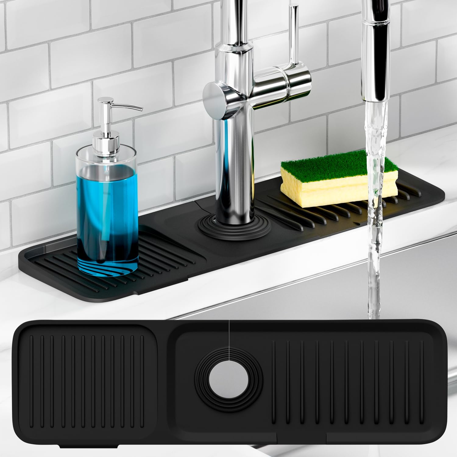 Xplash Sloped Kitchen Sink Splash Guard - Premium Sloped, Silicone ...