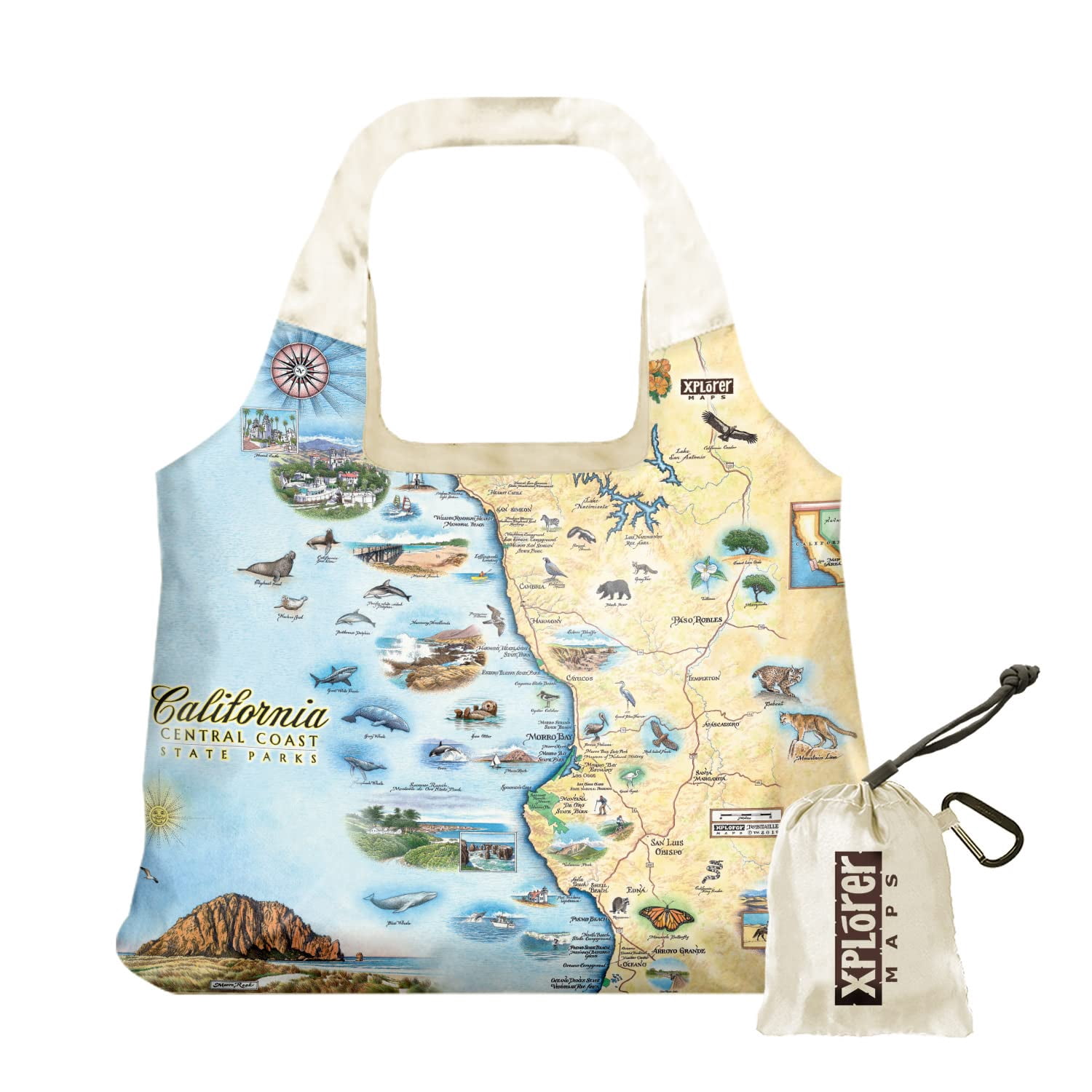 Xplorer Maps California Central Coast State Parks Map Pouch Tote with ...