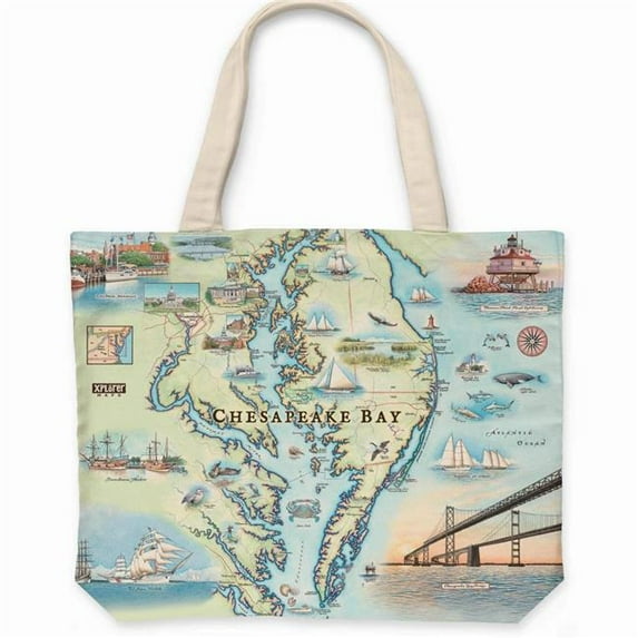 Xplorer Maps CTOTE_CB Chesapeake Bay Map Canvas Tote Bag - Walmart.com