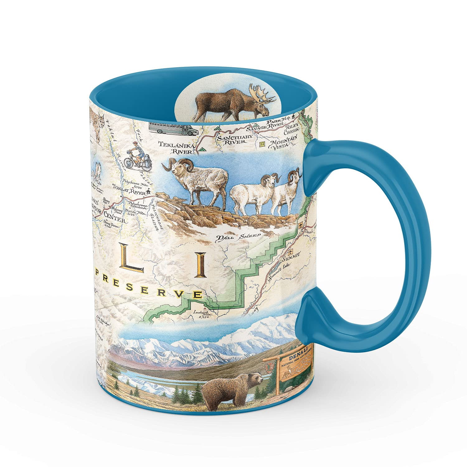 Xplorer Maps Denali National Park Map Ceramic Mug (Large 16oz) Coffee ...