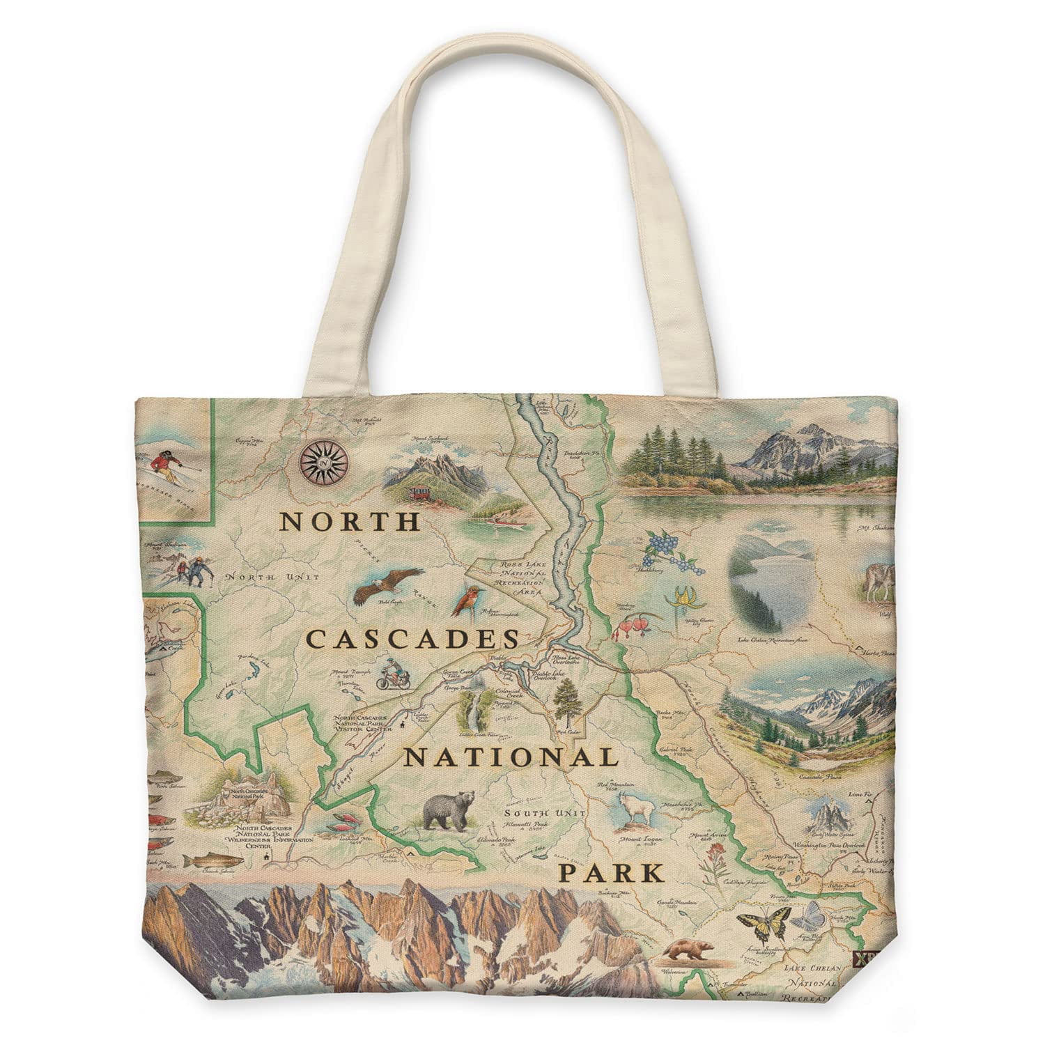Xplorer Maps North Cascades National Park Map Canvas Tote Bag with ...