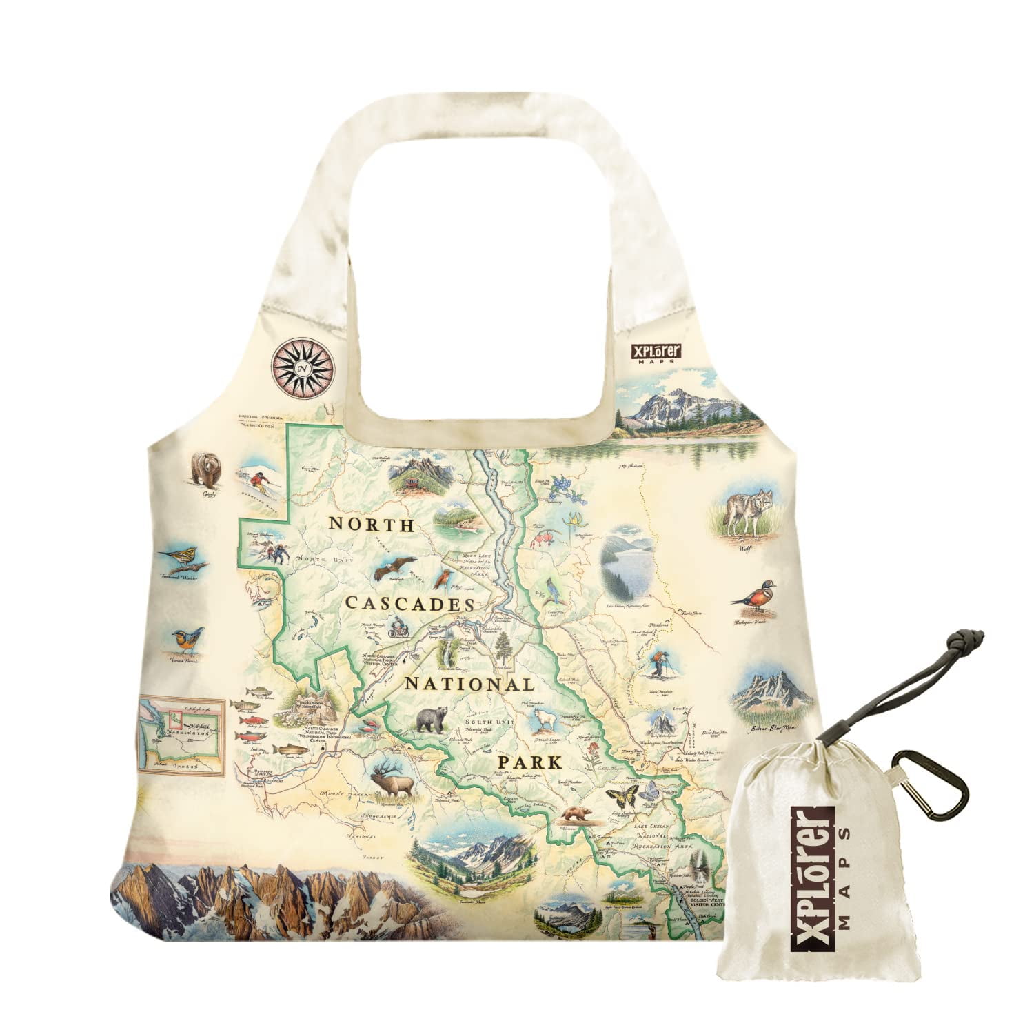 Xplorer Maps North Cascades National Park Map Pouch Tote with Handles ...
