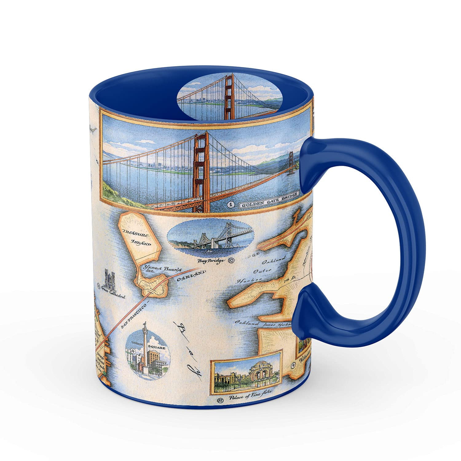 Xplorer Maps San Francisco Bay Map Ceramic Mug (Large 16oz) Coffee Cup ...