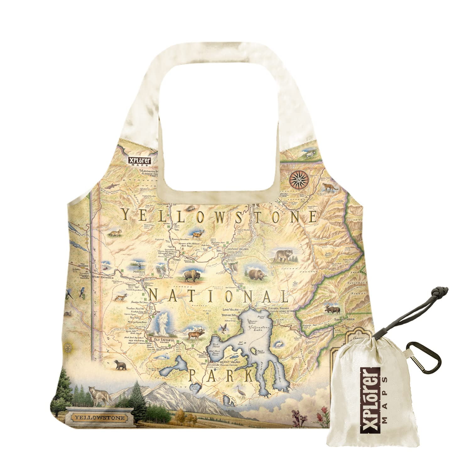 Xplorer Maps Yellowstone National Park Map Pouch Tote with Handles ...