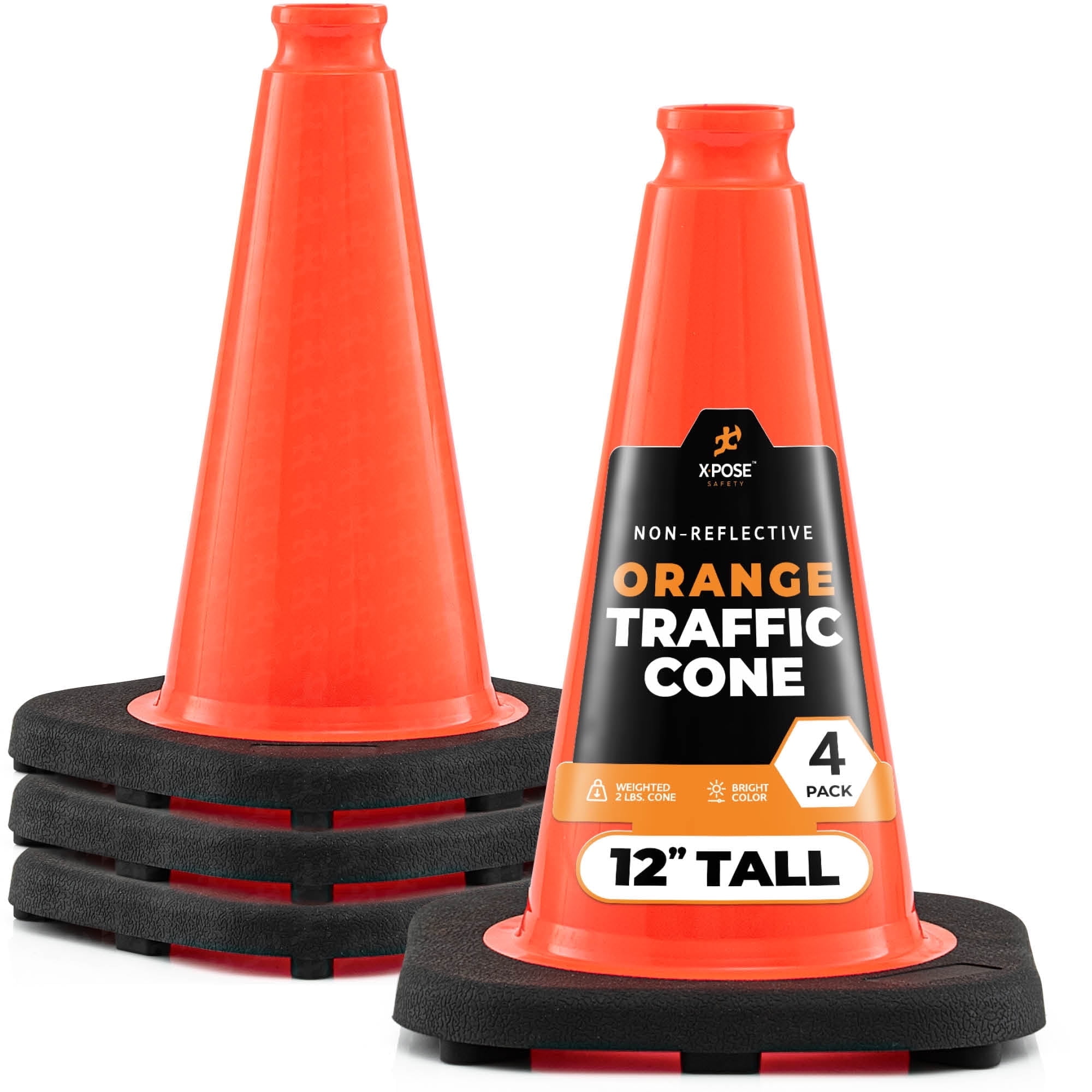Xpose Safety 12 Inch Orange Traffic Cones - Multipurpose PVC Plastic ...