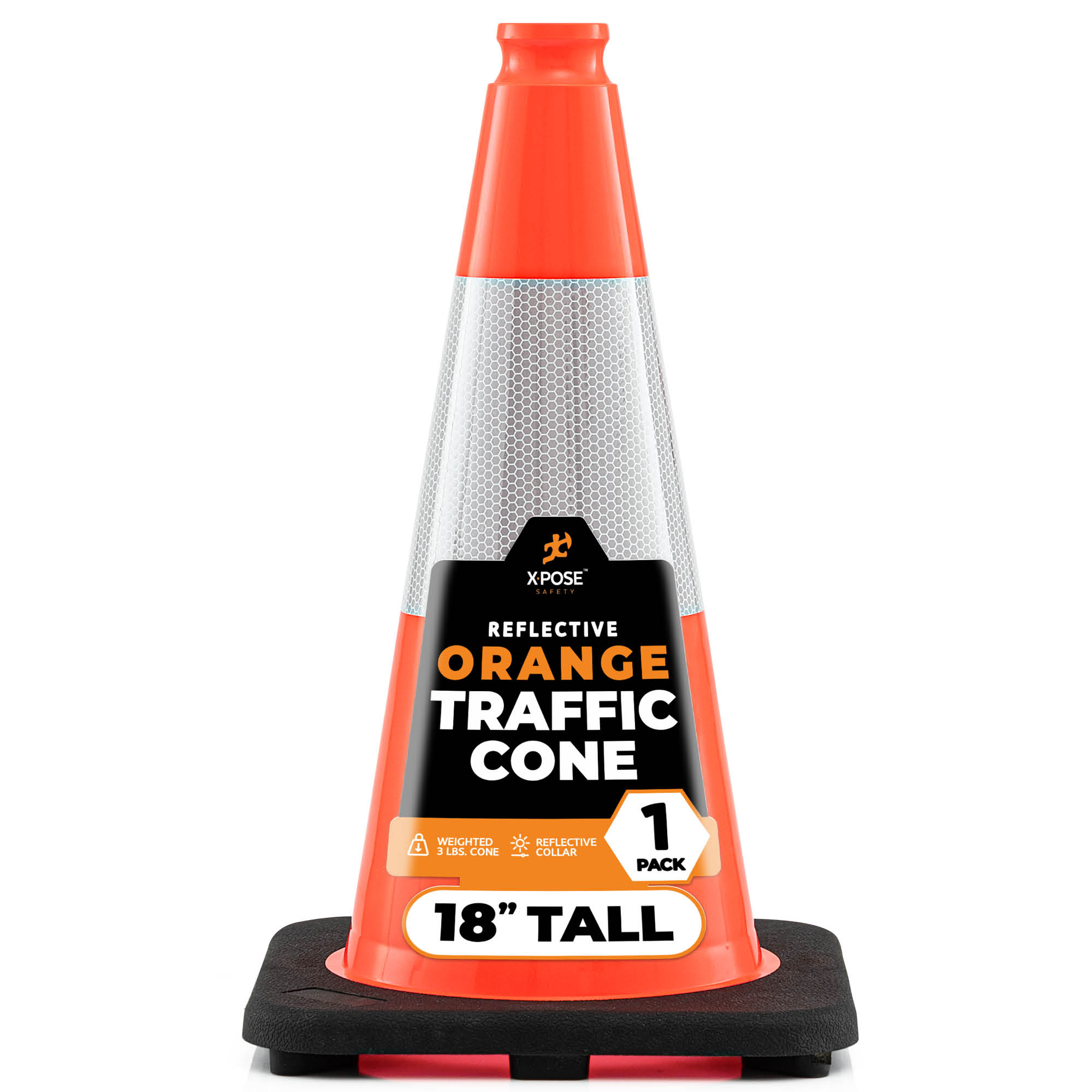 Xpose Safety 18 Inch Orange Traffic Cones with 6" Collar - Multipurpose PVC Plastic Safety Cone ...