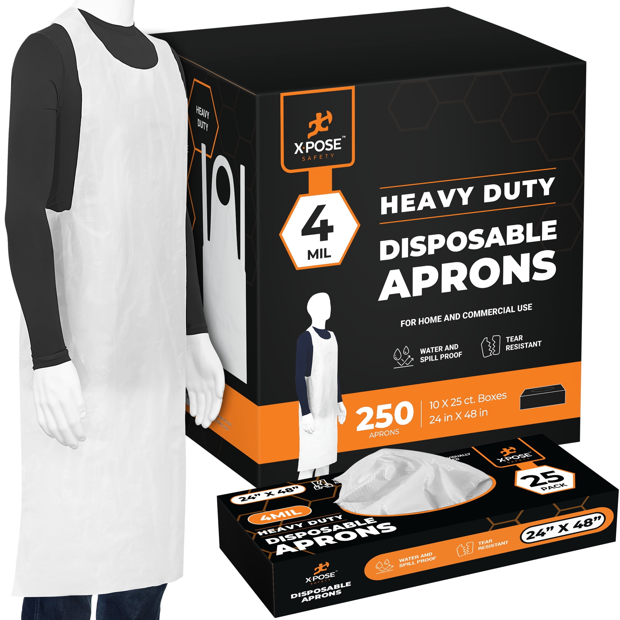 Xpose Safety 24 x 48 Inch Heavy Duty 4 Mil Thick Disposable Aprons for ...