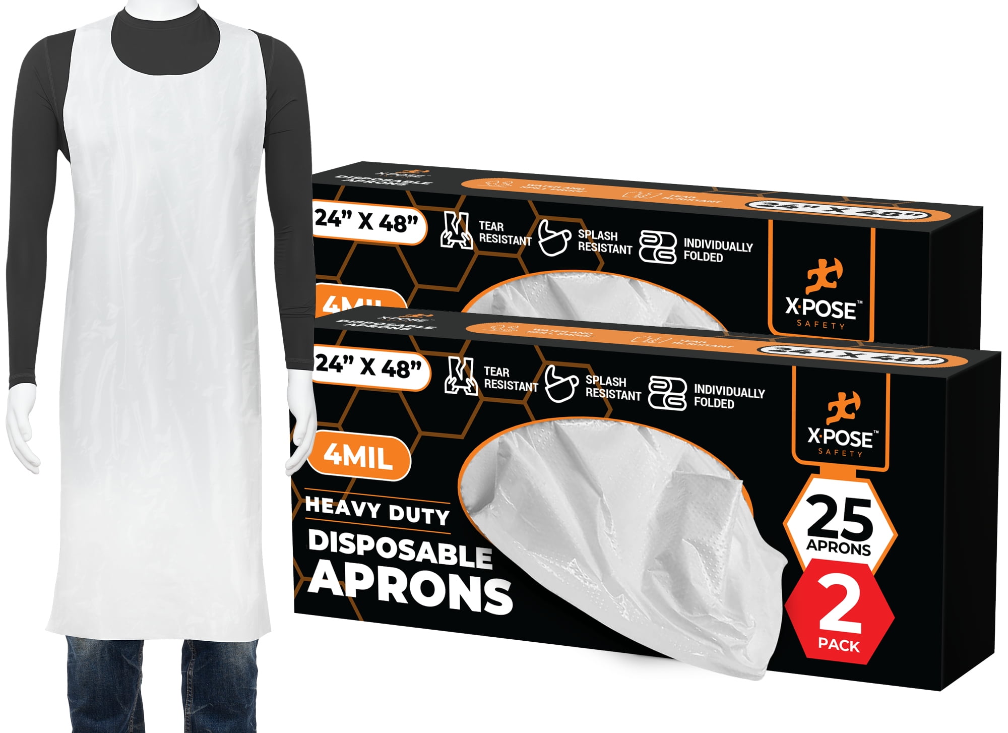 Xpose Safety 24 x 48 Inch Heavy Duty 4 Mil Thick Disposable Aprons for ...