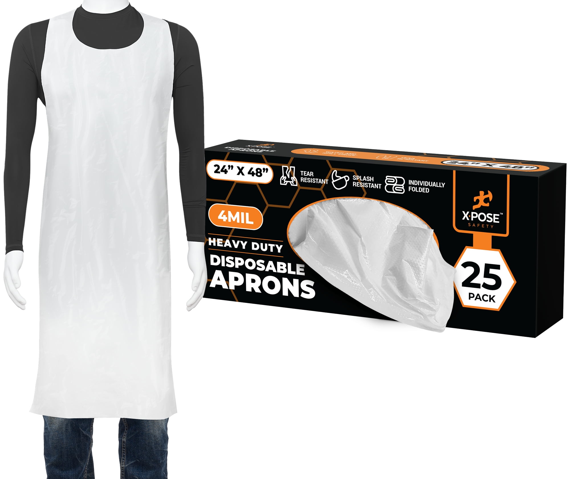 Xpose Safety 24 x 48 Inch Heavy Duty 4 Mil Thick Disposable Aprons for ...