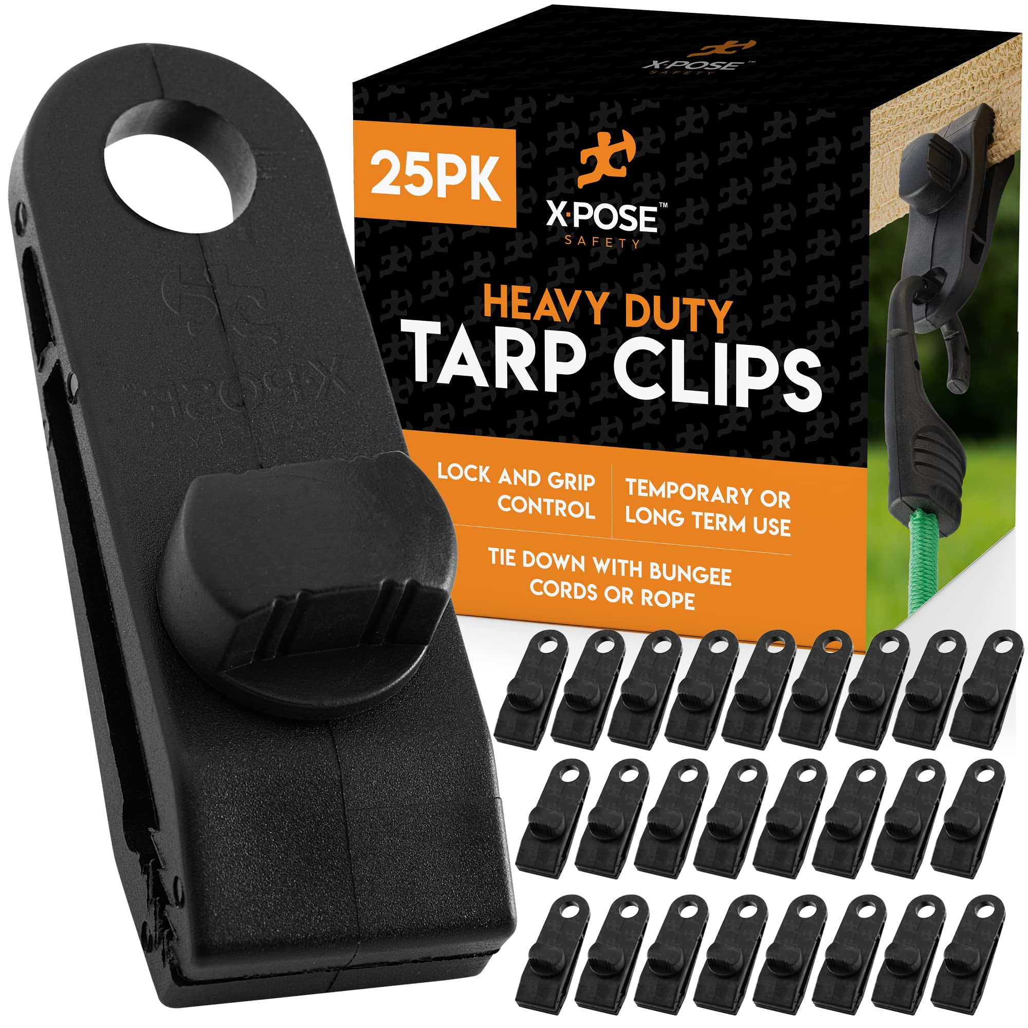 Xpose Safety 25 Pack Heavy Duty Reusable Tarp Clips - Use with Canopy ...
