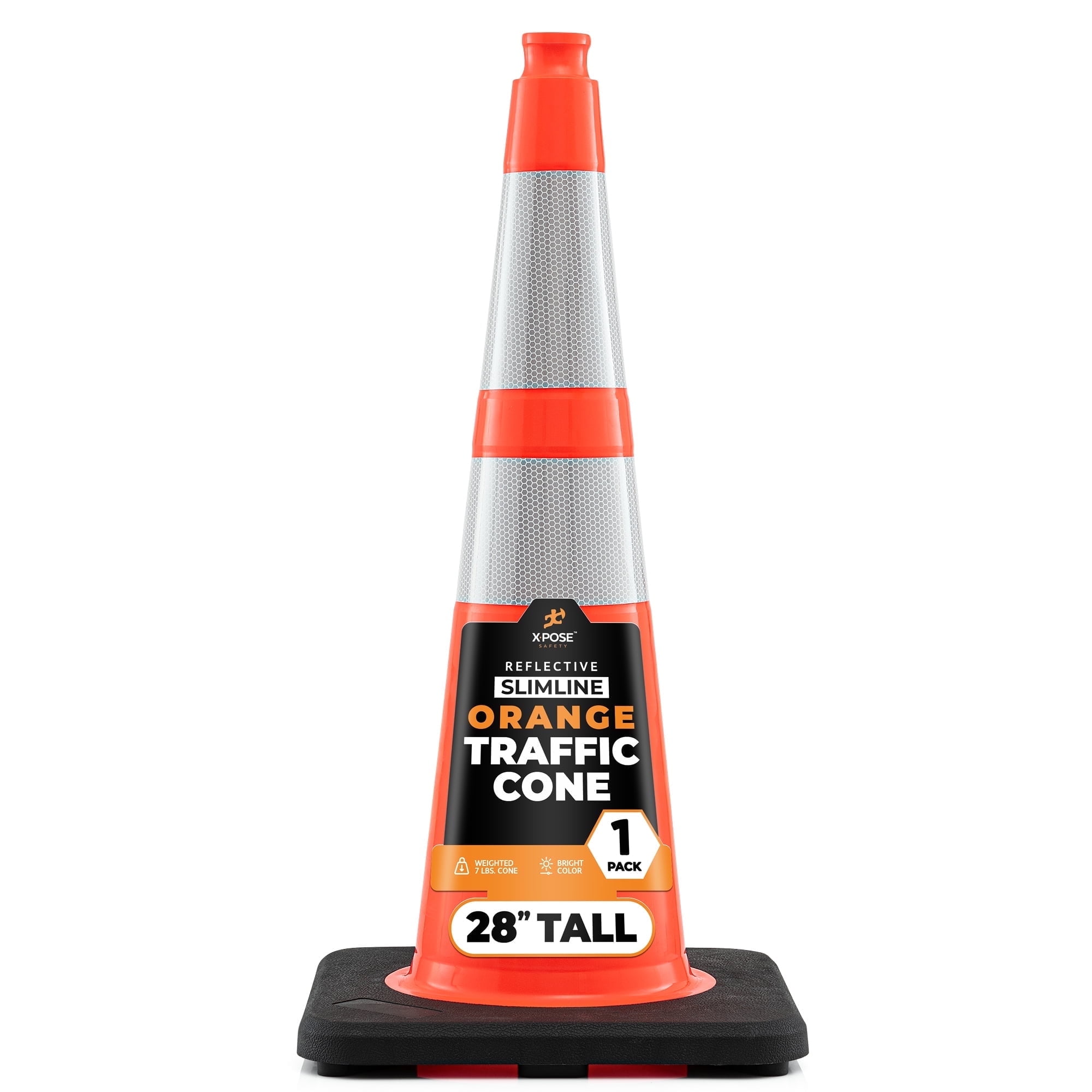 Xpose Safety 28 Inch Orange Slim Line Traffic Cones with 6" & 4 ...