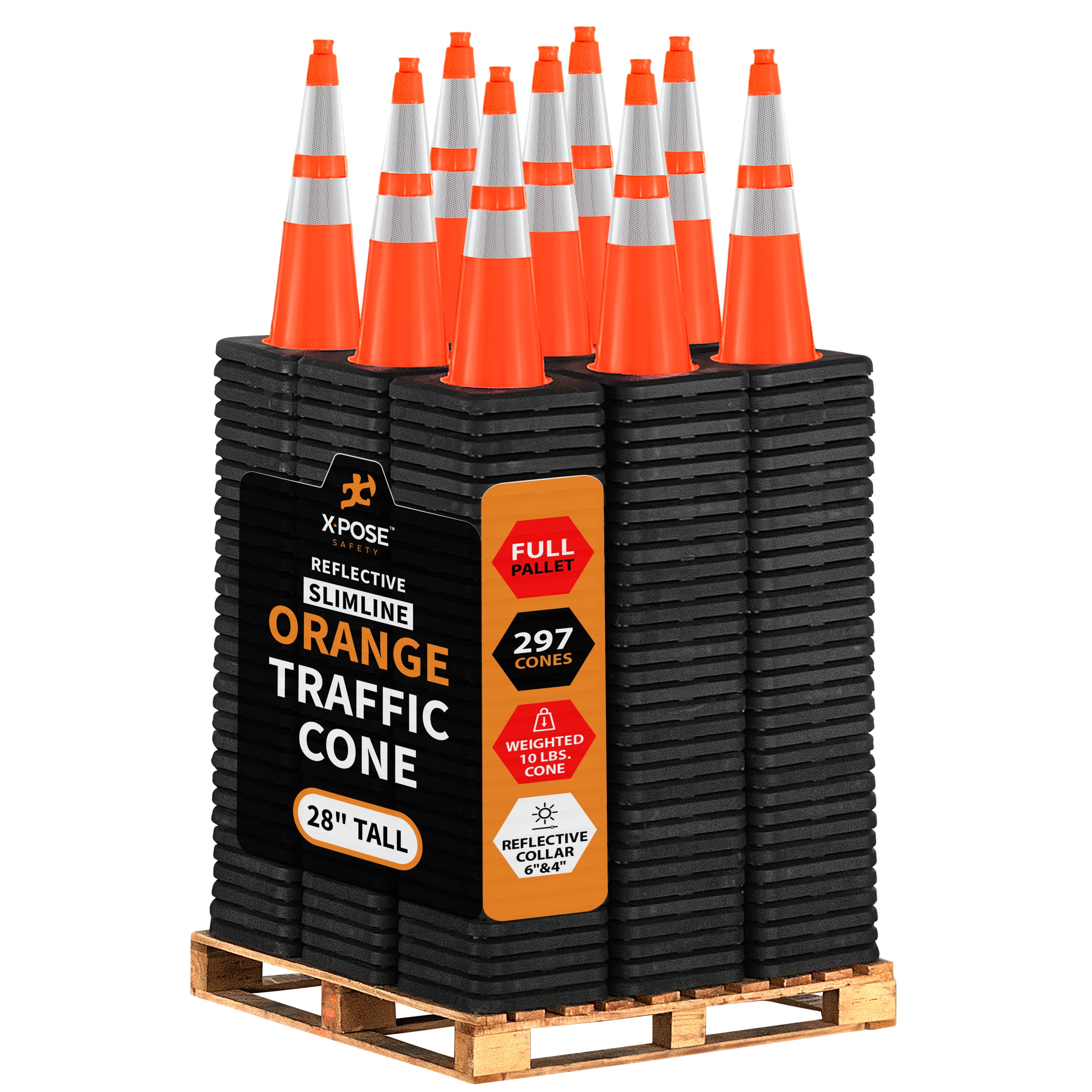 Xpose Safety 28 Inch Orange Slim Line Traffic Cones Heavy Duty 10lb ...