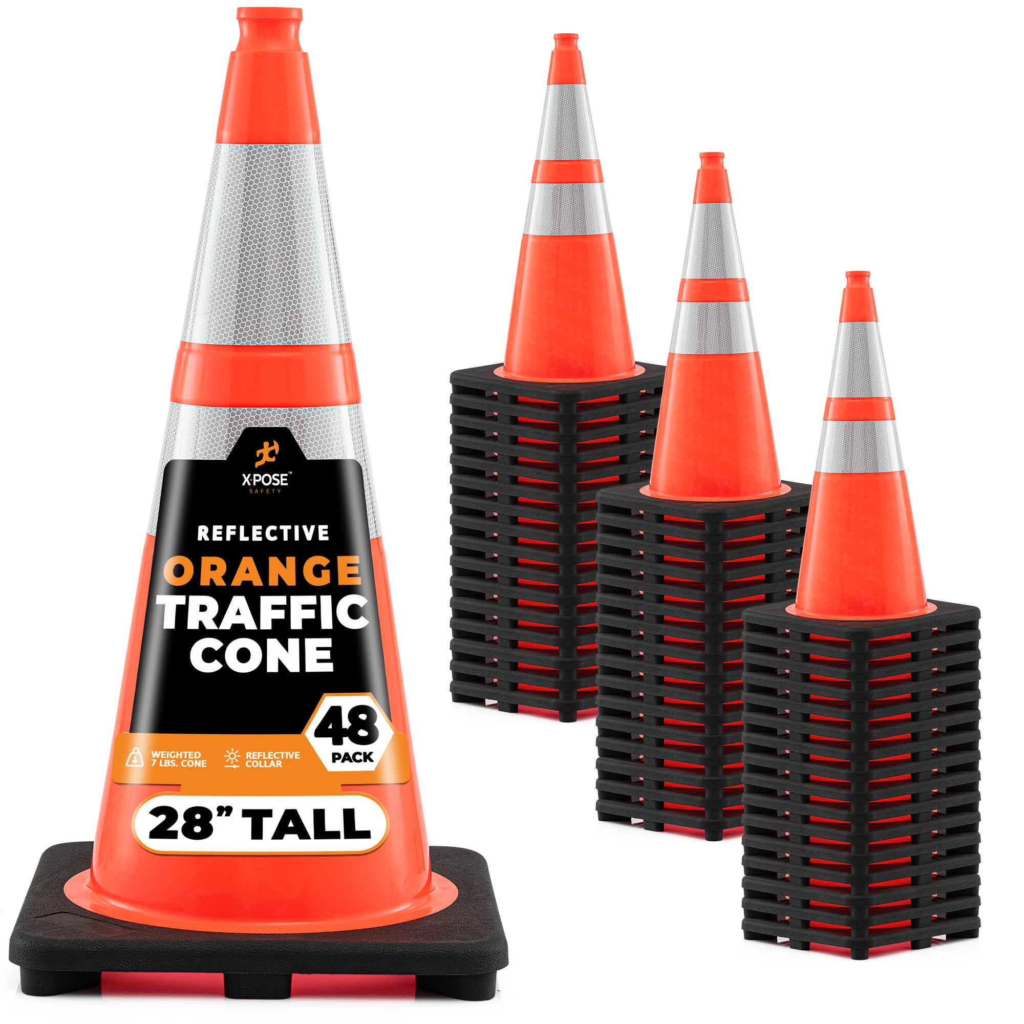 Xpose Safety 28 Inch Orange Traffic Cones with 6" & 4" Collar ...