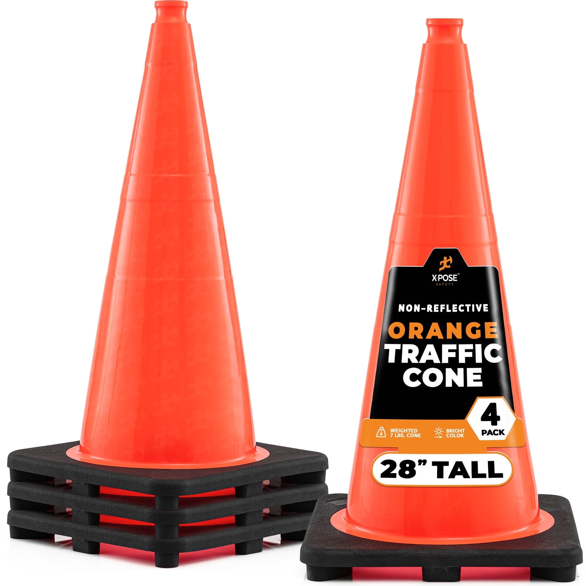 Xpose Safety 28 Inch Orange Traffic Cones, Multipurpose PVC Plastic ...