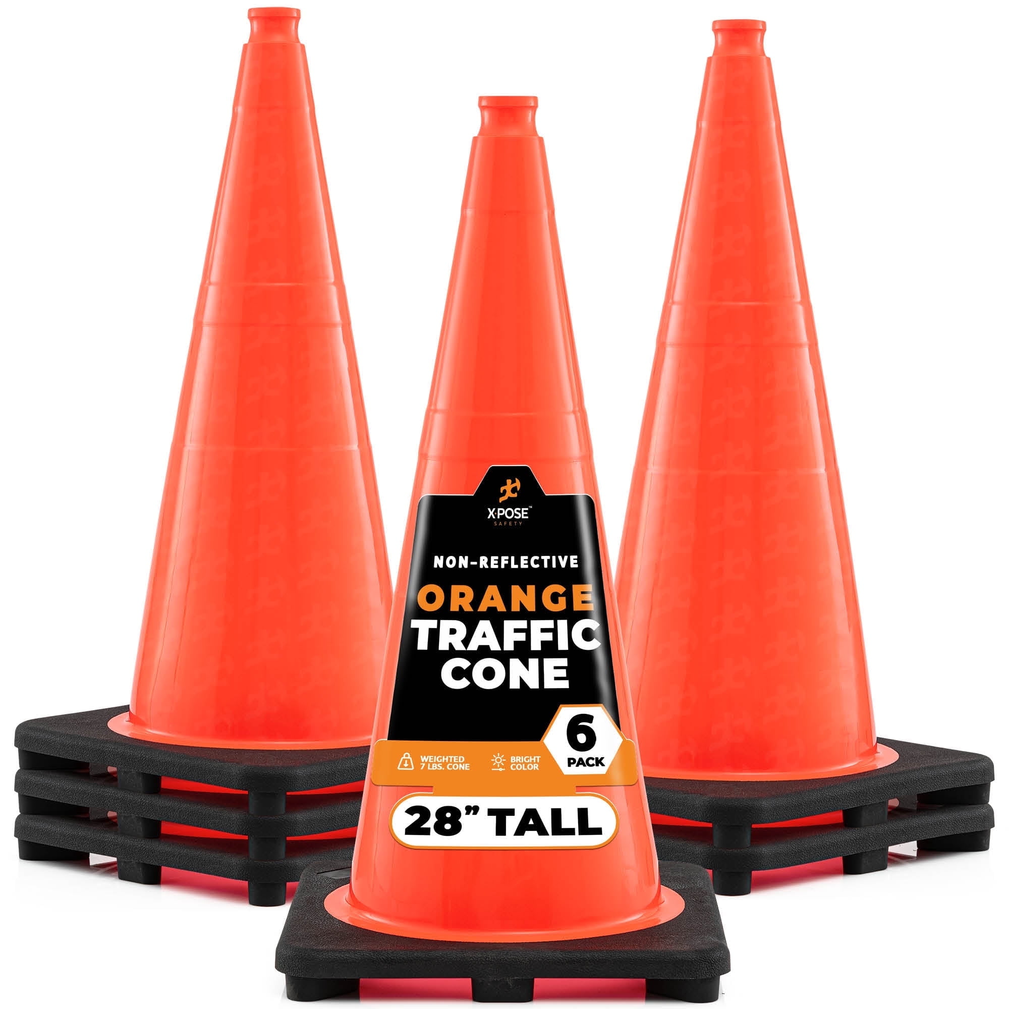 Xpose Safety 28 Inch Orange Traffic Cones, Multipurpose PVC Plastic ...