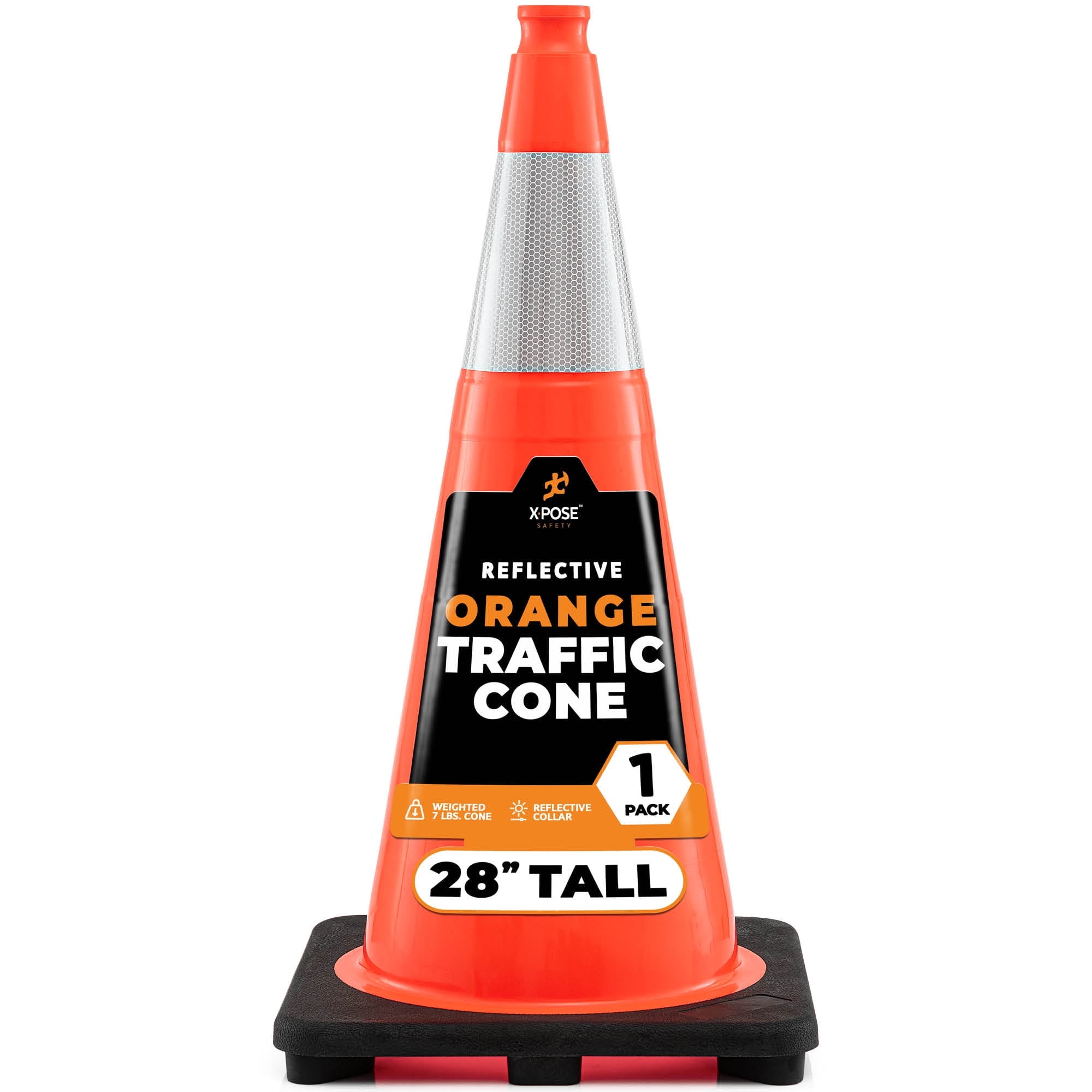 Xpose Safety 28 Inch Orange Traffic Cones with 6" Collar - Multipurpose ...