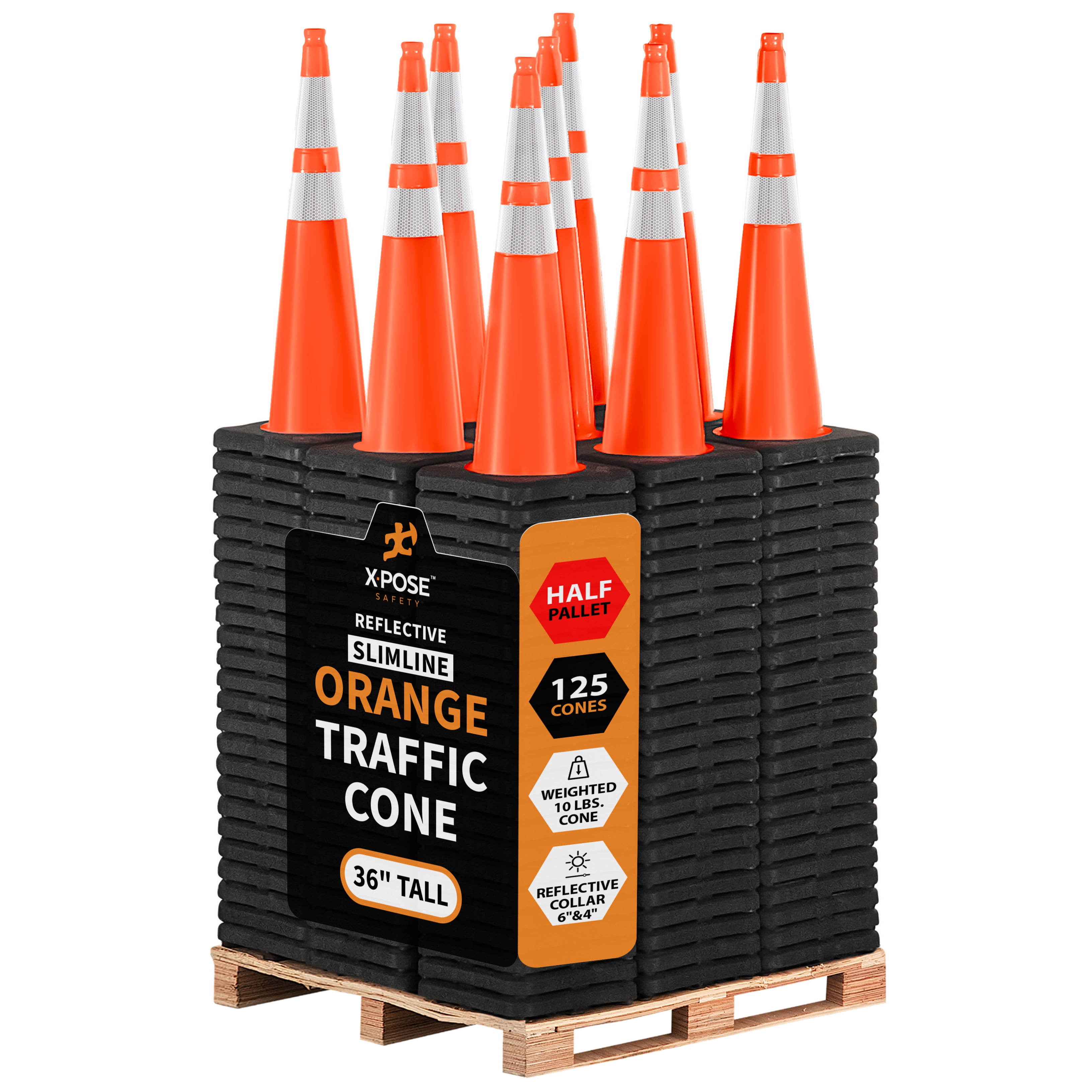 Xpose Safety 36 Inch Orange Slim Line Traffic Cones Heavy Duty 12lb ...