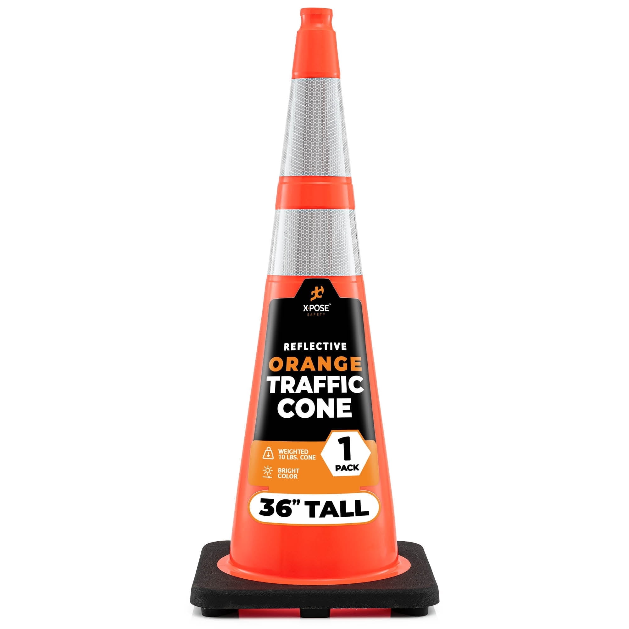 Xpose Safety 36 Inch Orange Traffic Cones with 6" & 4" Collars, 1-Pack ...