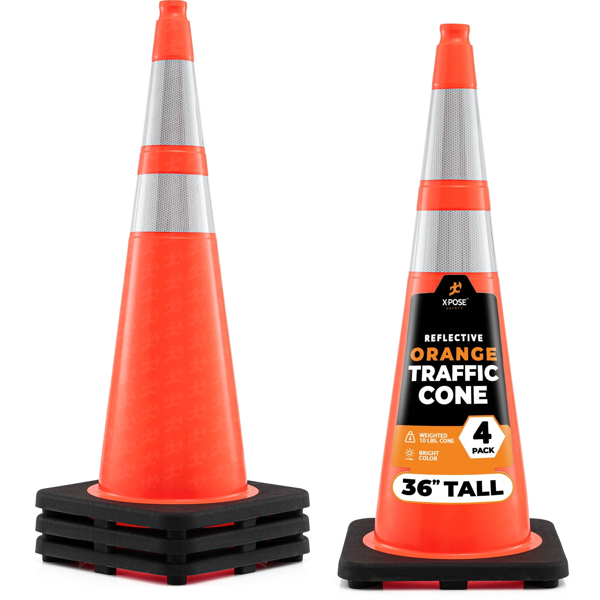 Xpose Safety 36 Inch Orange Traffic Cones with 6" & 4" Collars ...