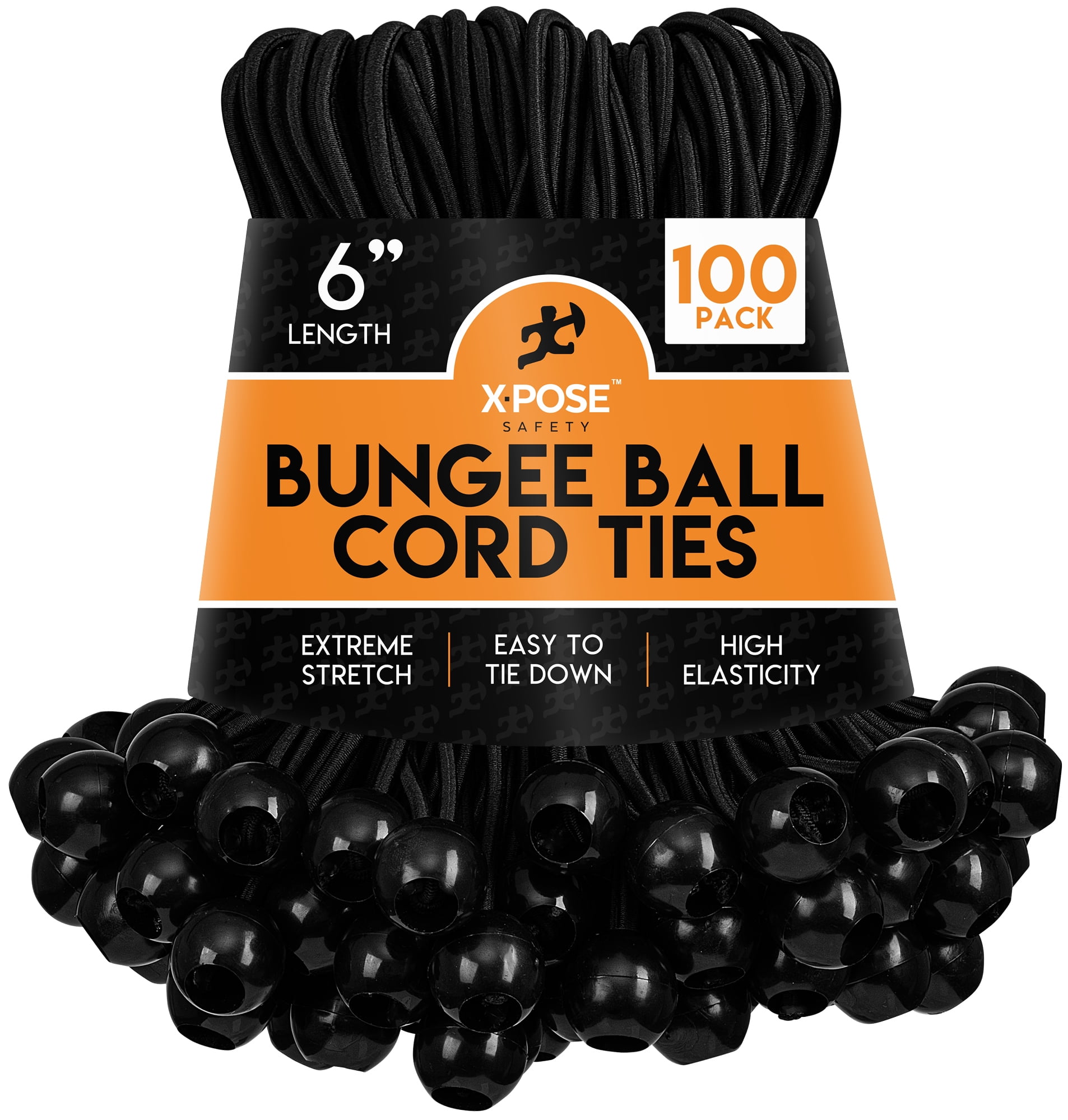 Xpose Safety Bungee Cords 6” 100 Pack - Heavy Duty Straps for Tarps ...
