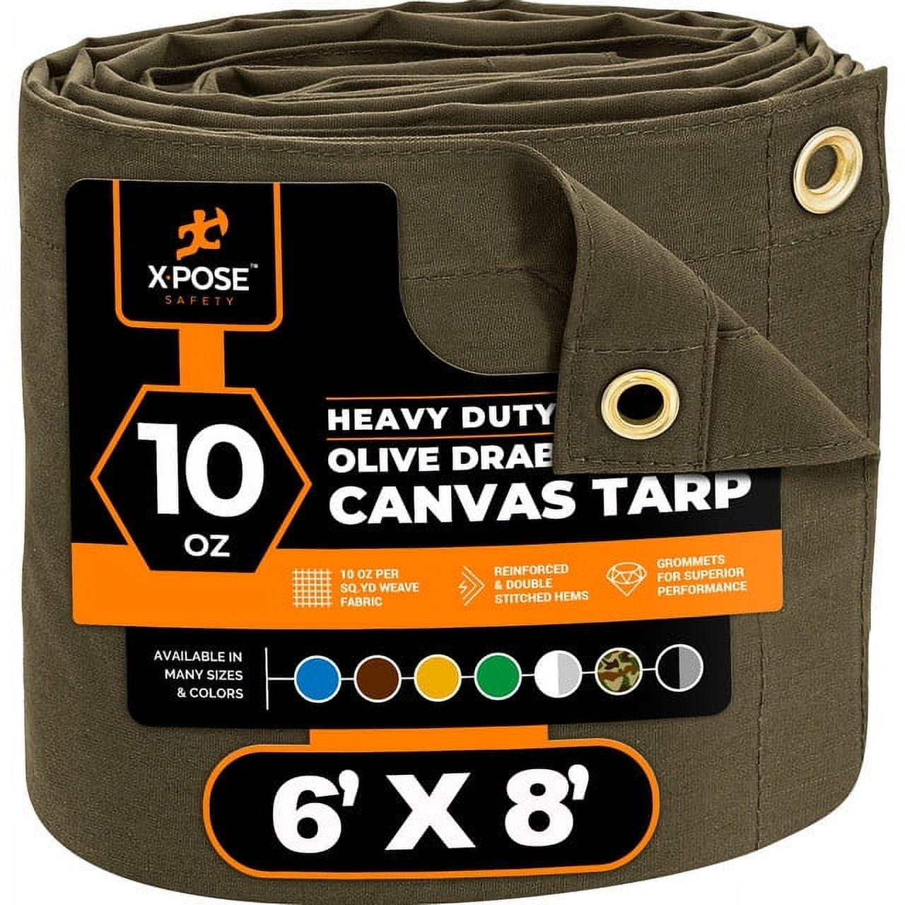 Xpose Safety Canvas Tarp - 10oz Olive Drab Poly Canvas Tarps Heavy Duty ...